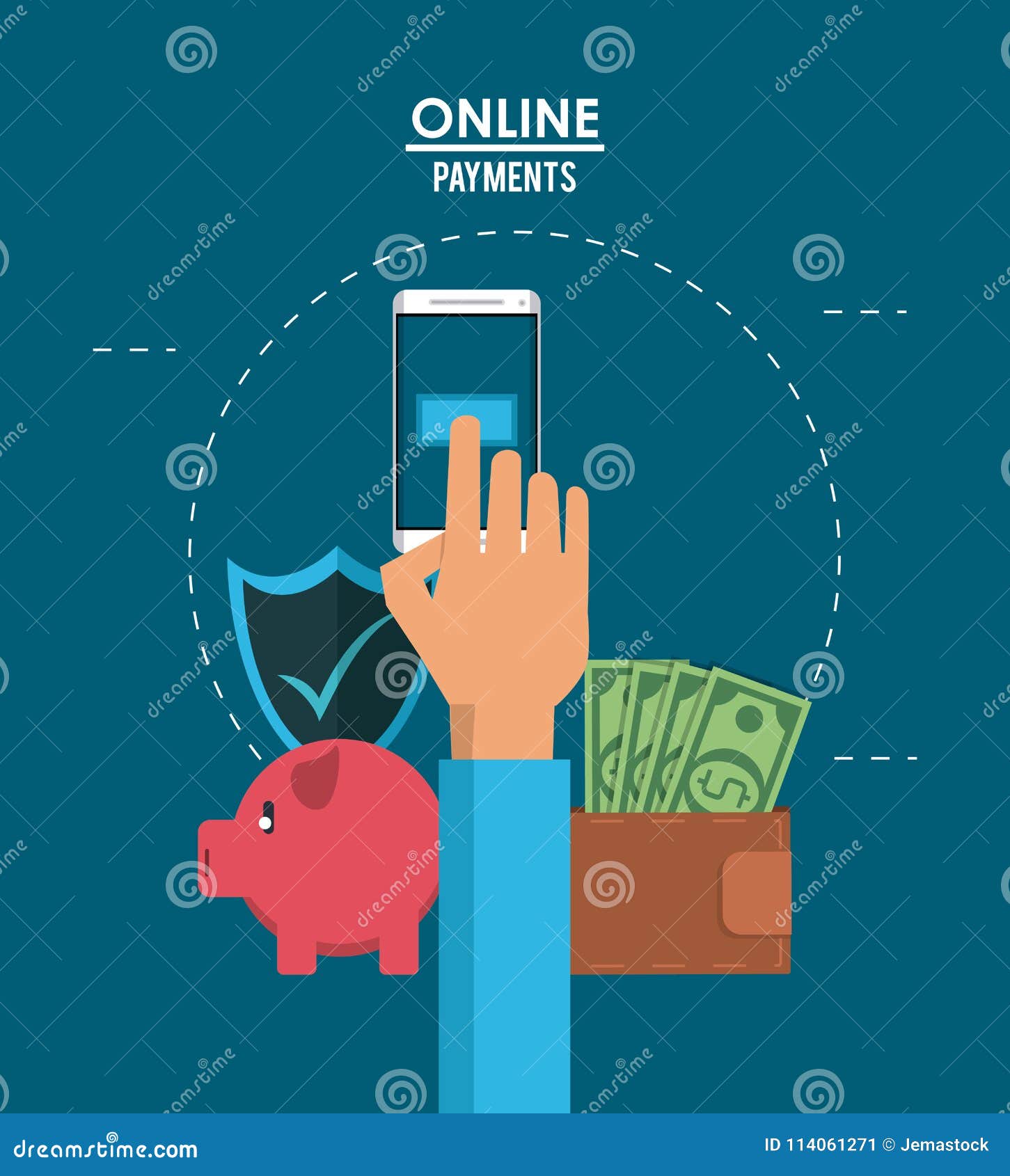 Online mobile payment stock vector. Illustration of sale - 114061271