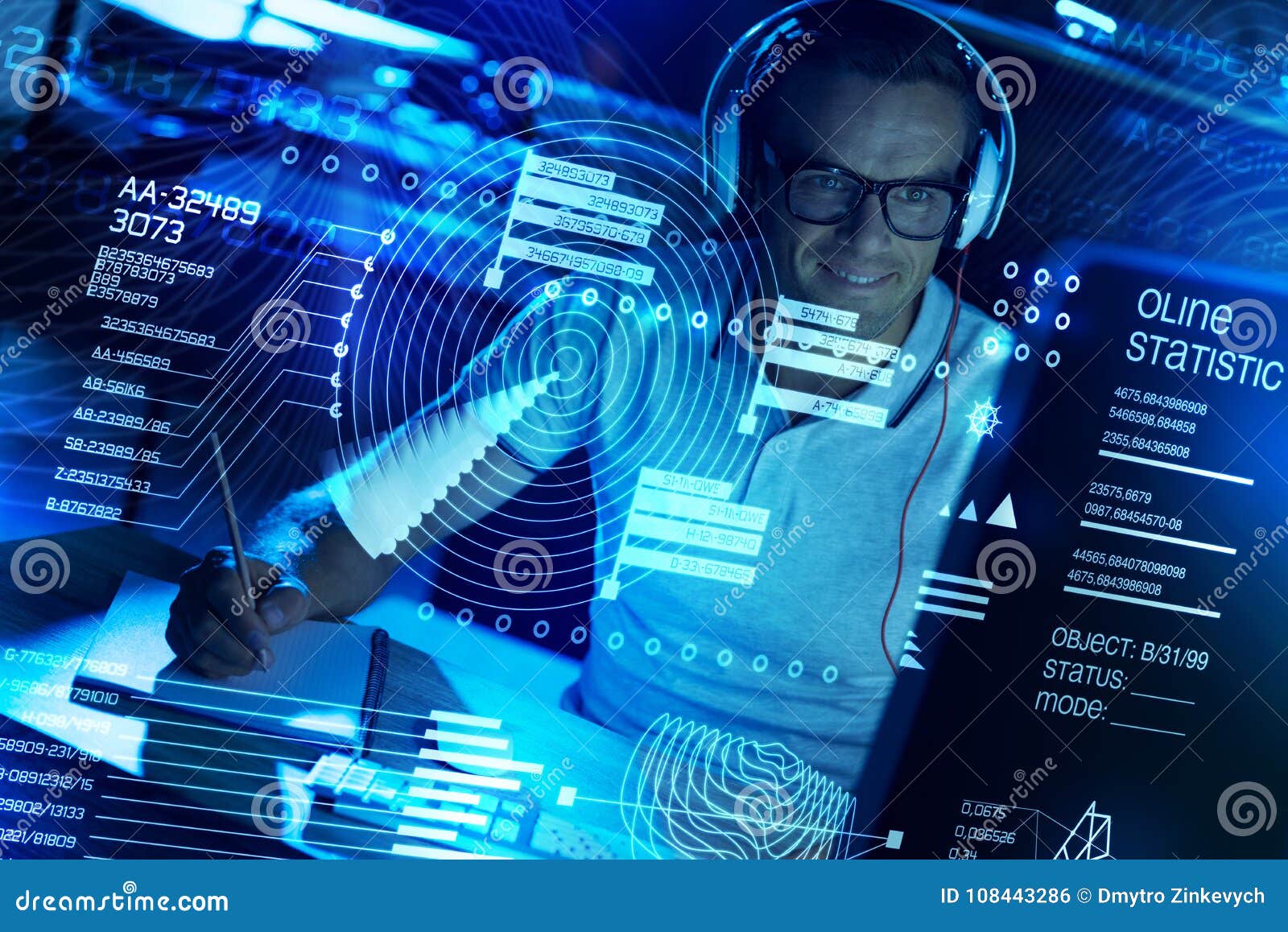 Positive Programmer Coding at Night Stock Photo - Image of double, dark ...