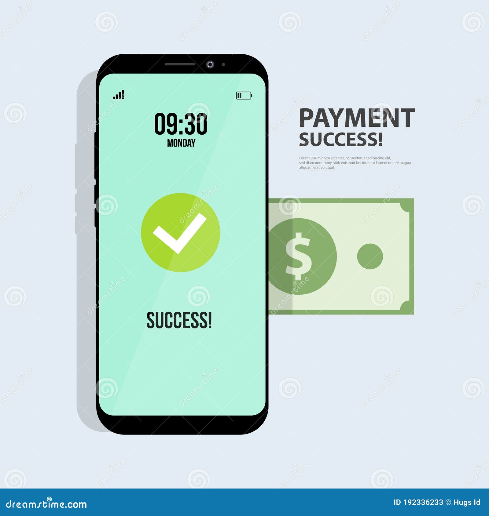 Online Money Transfer Payment Success Illustration Vector. Payment by ...