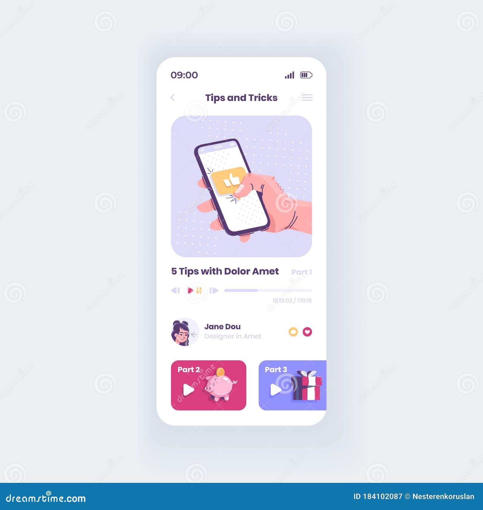Online Multimedia Player Smartphone Interface Vector Template Stock ...