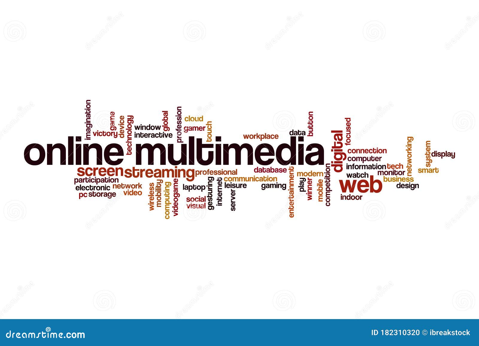 Online Multimedia Word Cloud Concept Stock Illustration - Illustration ...