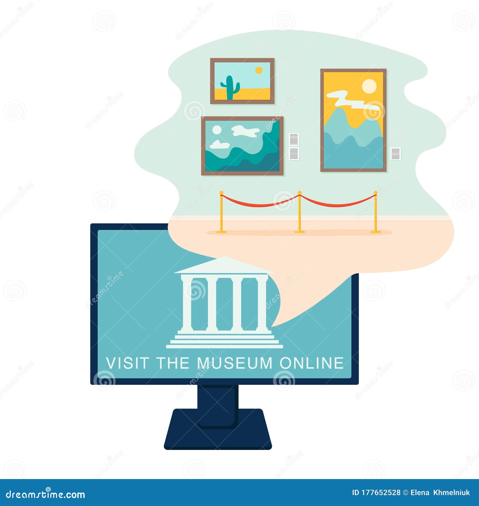 Online Museum Concept in Flat Style. Vector Design. Virtual Gallery ...