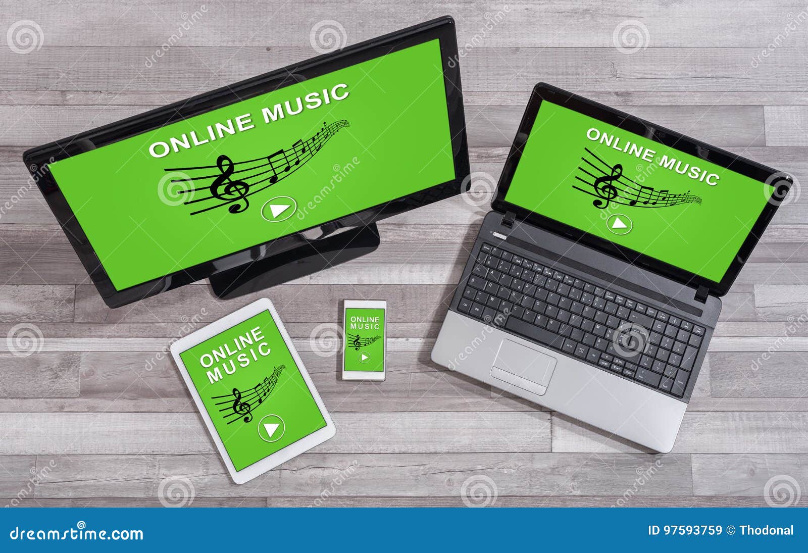 Online Music Concept on Different Devices Stock Image - Image of ...