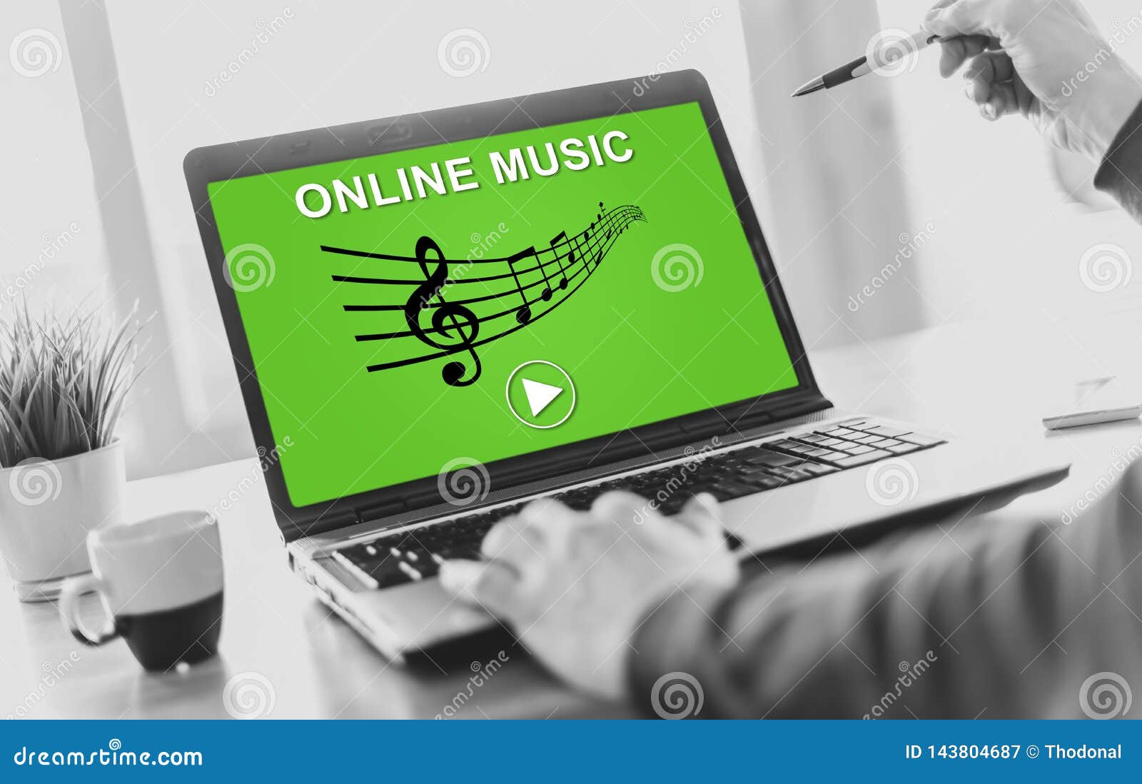Online Music Concept on a Laptop Screen Stock Image - Image of ...