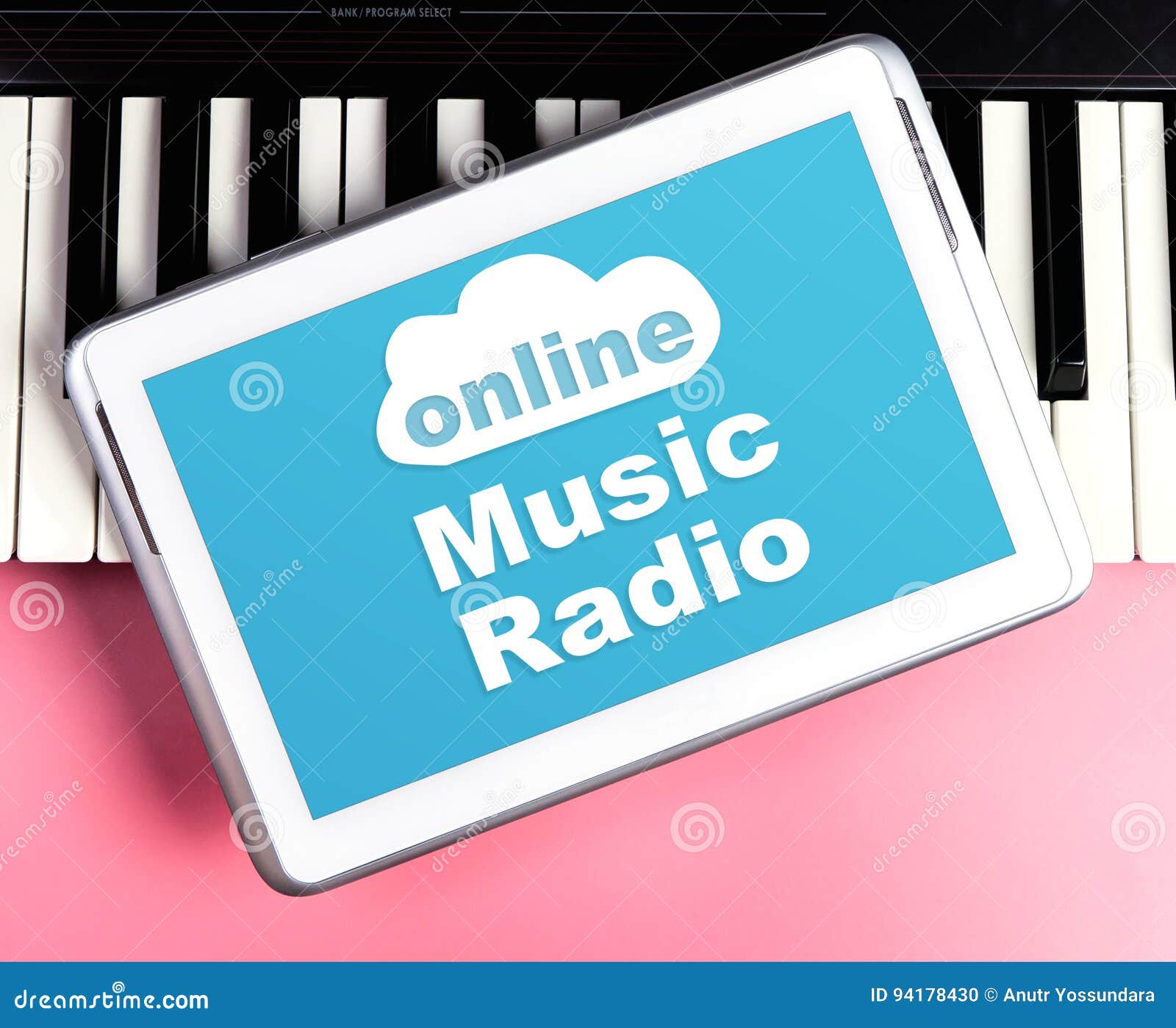 Online Music Radio Application on Tablet Stock Photo - Image of design ...