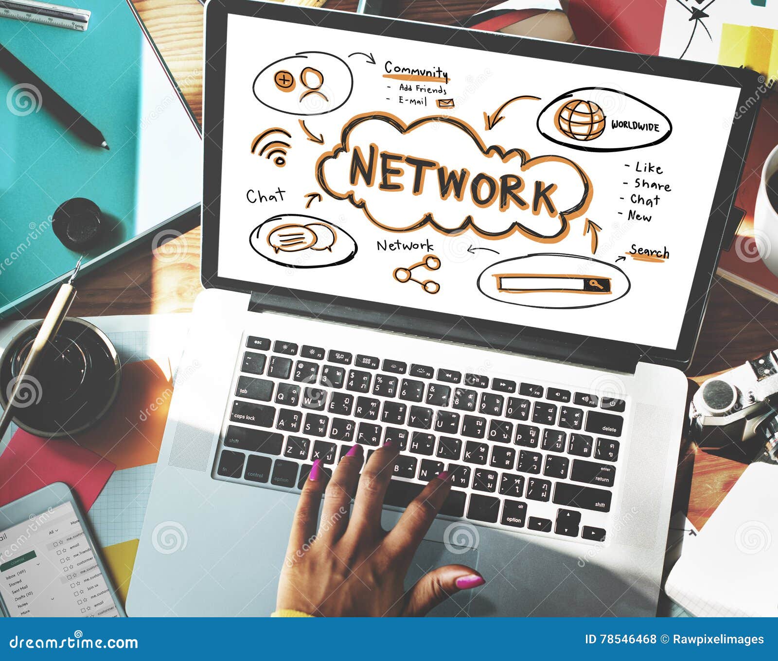 Online Network Connect Global Sharing Media Concept Stock Photo - Image ...