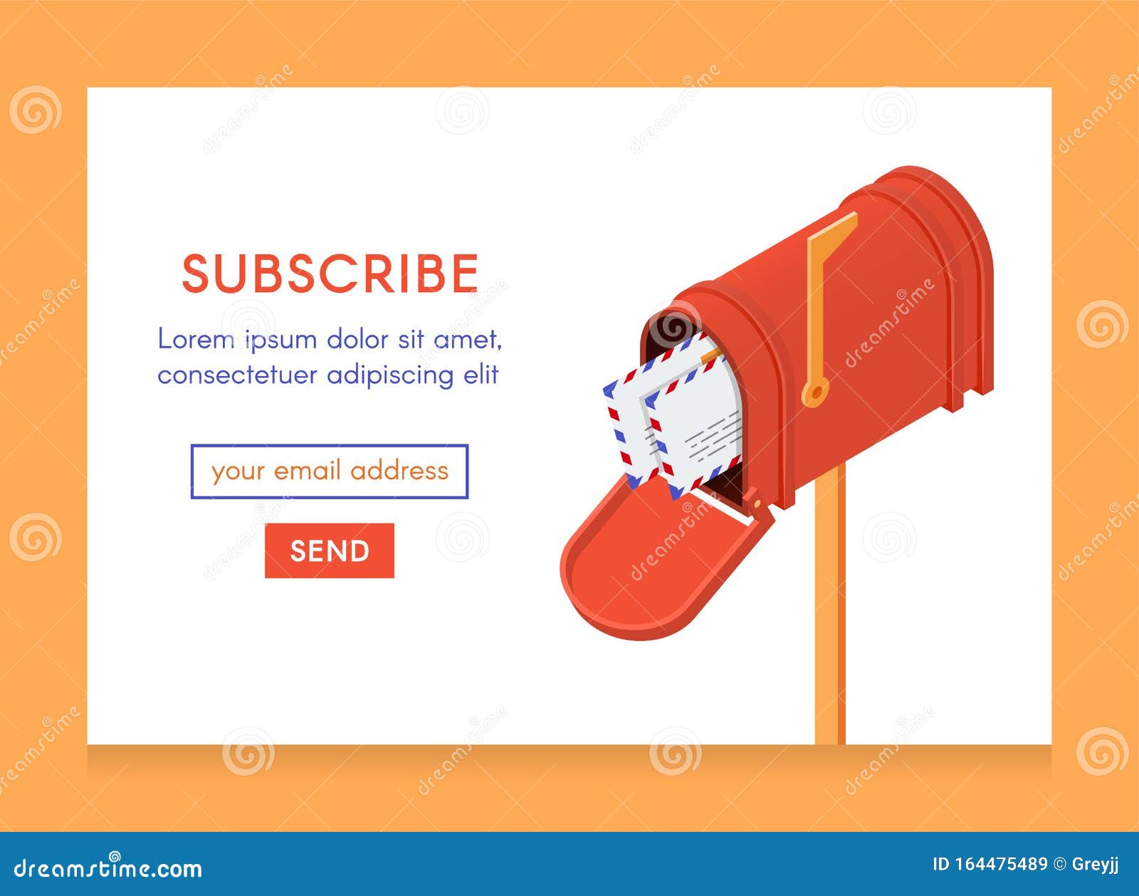 Online Newsletter Template. Email Subscribe Form, Submit Button and ...