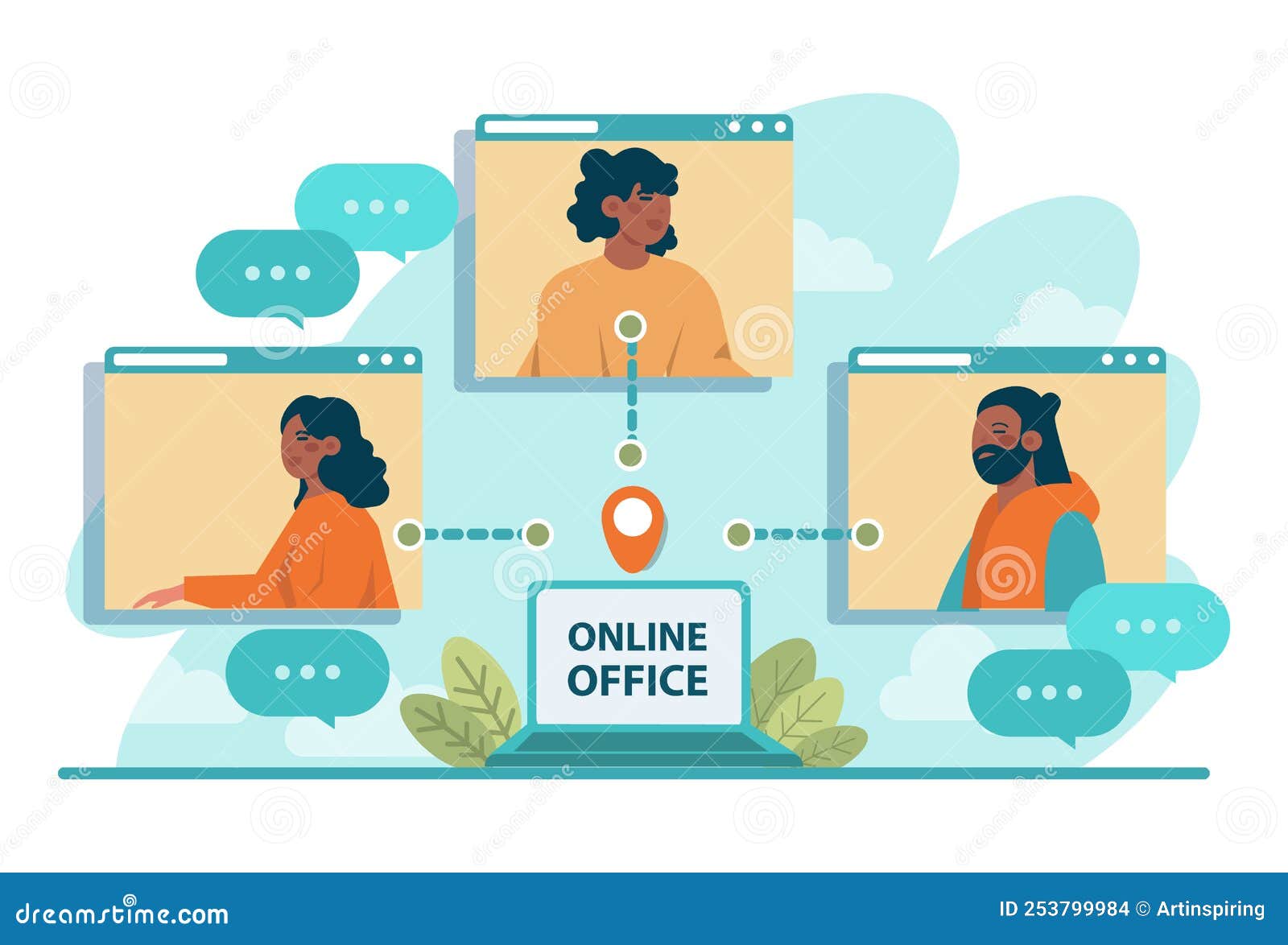 Online Office. Modern Virtual Office Developing and Moderating Stock ...