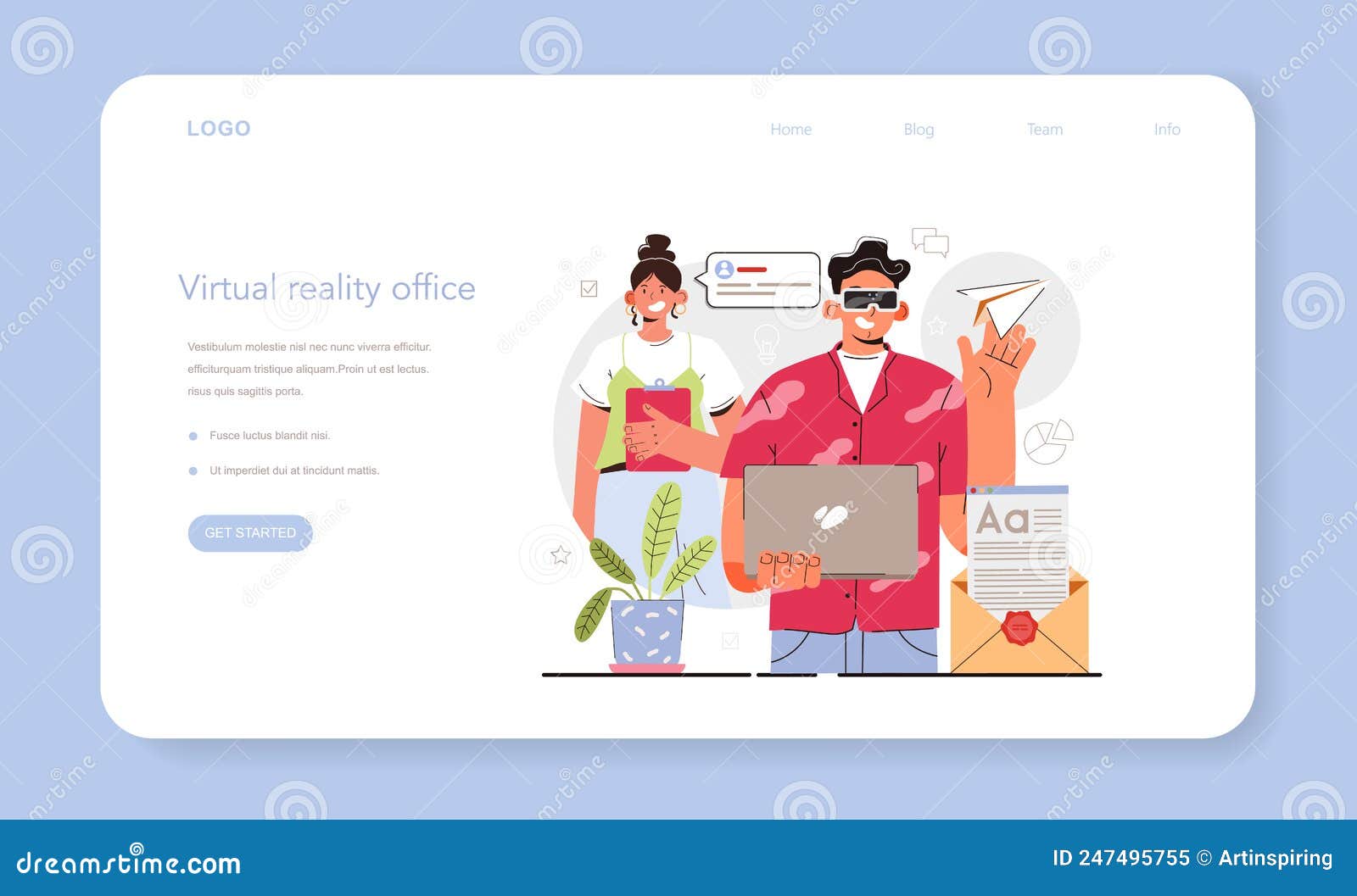 Online Office Web Banner or Landing Page. Modern Virtual Office Stock ...