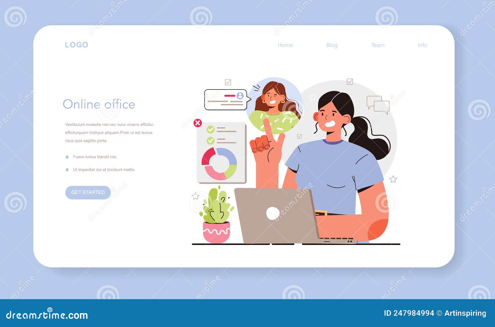 Online Office Web Banner or Landing Page. Modern Virtual Office Stock ...