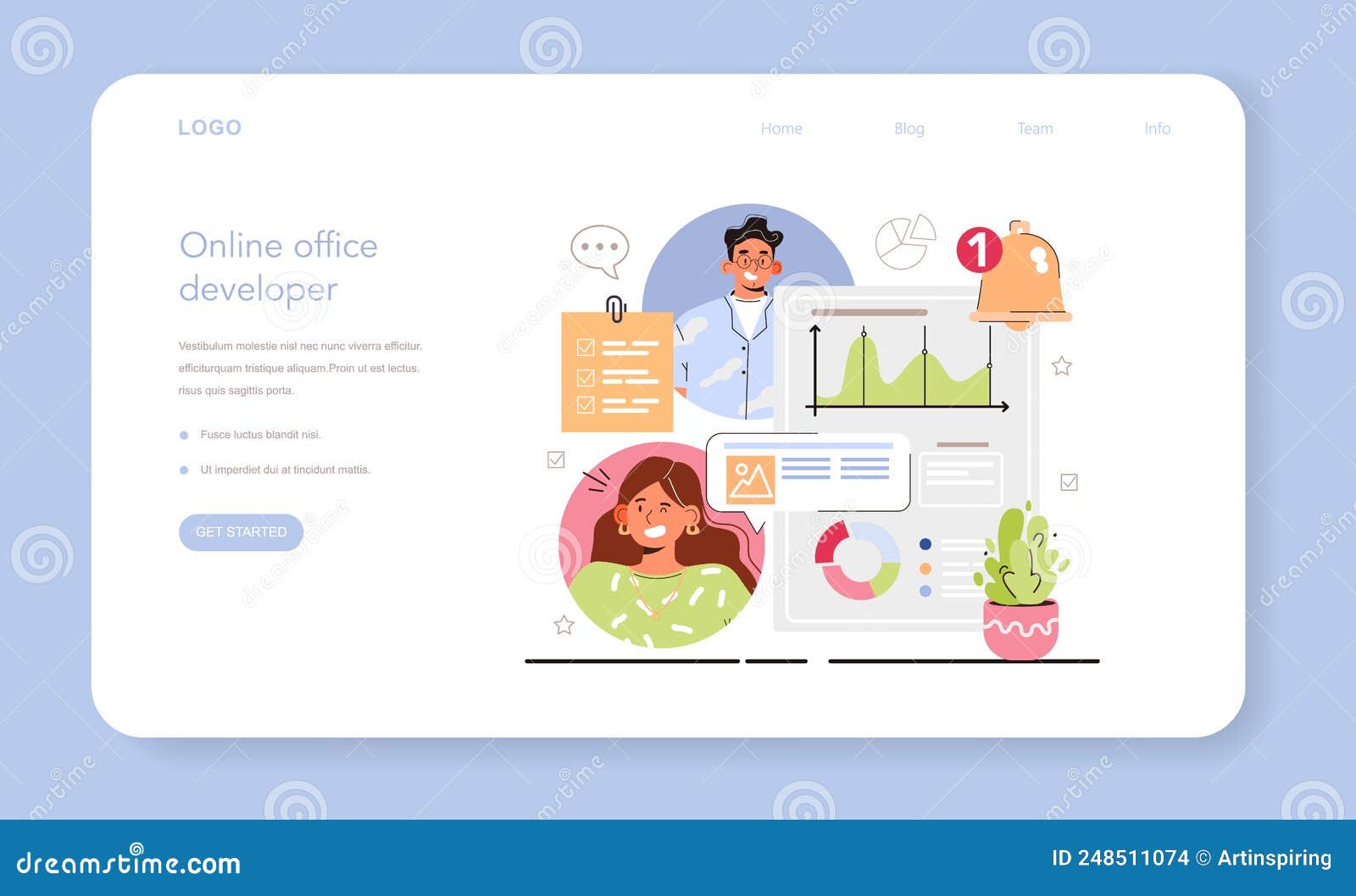 Online Office Web Banner or Landing Page. Modern Virtual Office Stock ...