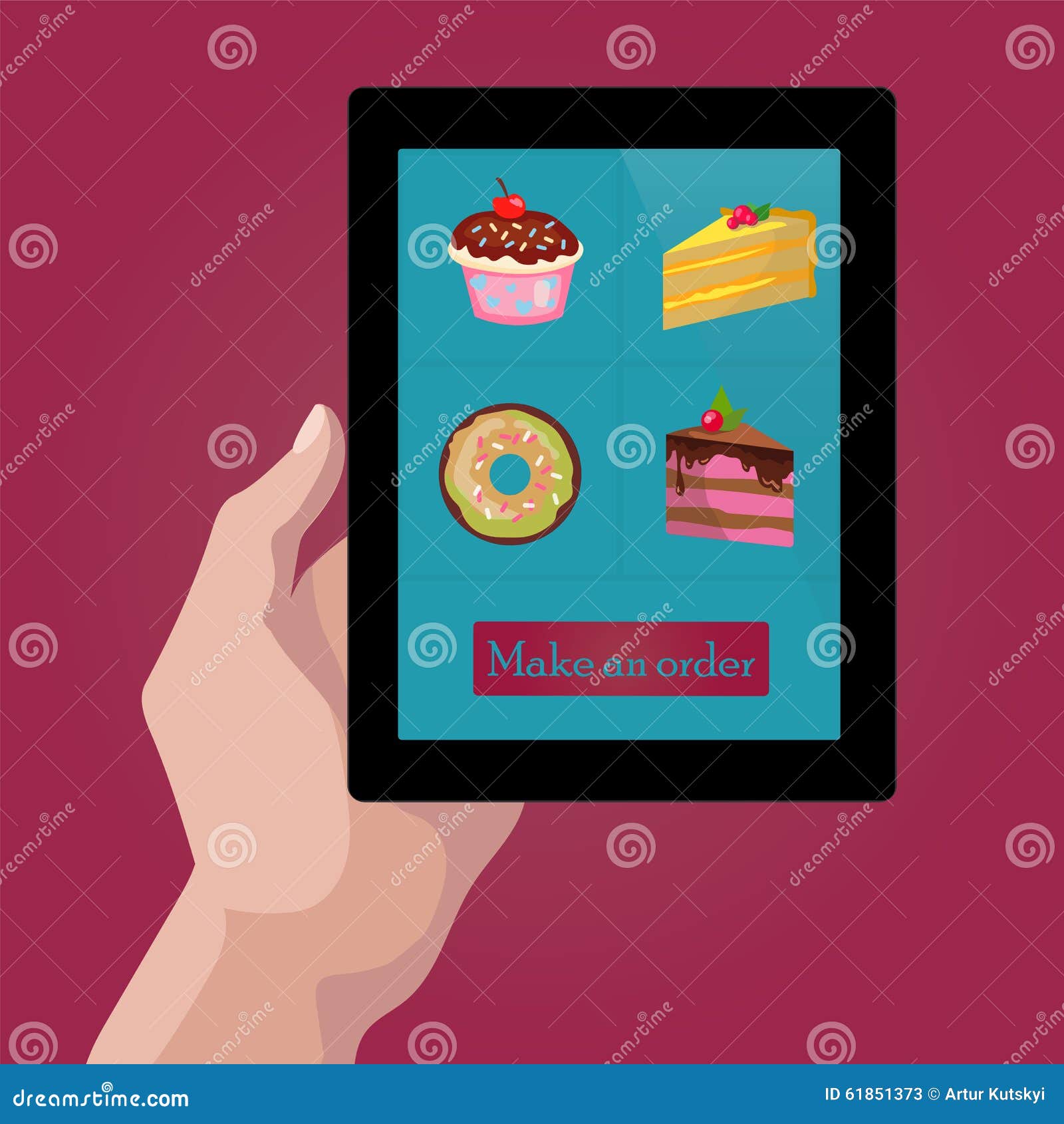 Online Order Sweets and Cookies Via Internet. Stock Illustration ...