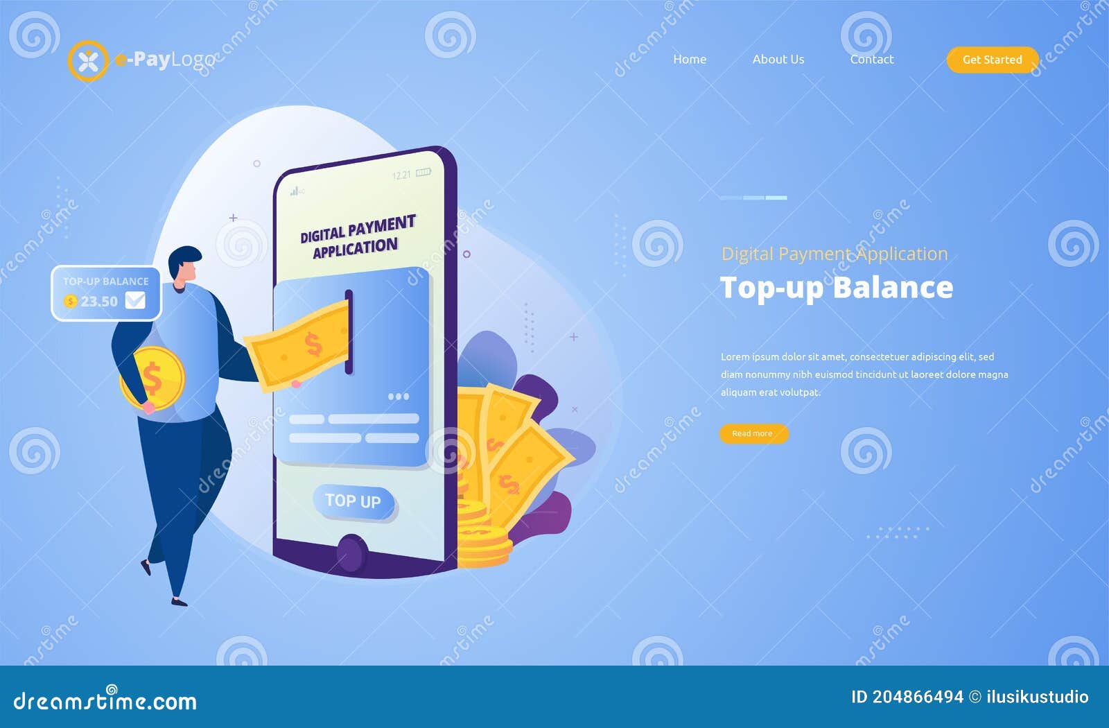 Top Up Balance Illustration Concept for Digital Payment Application on ...