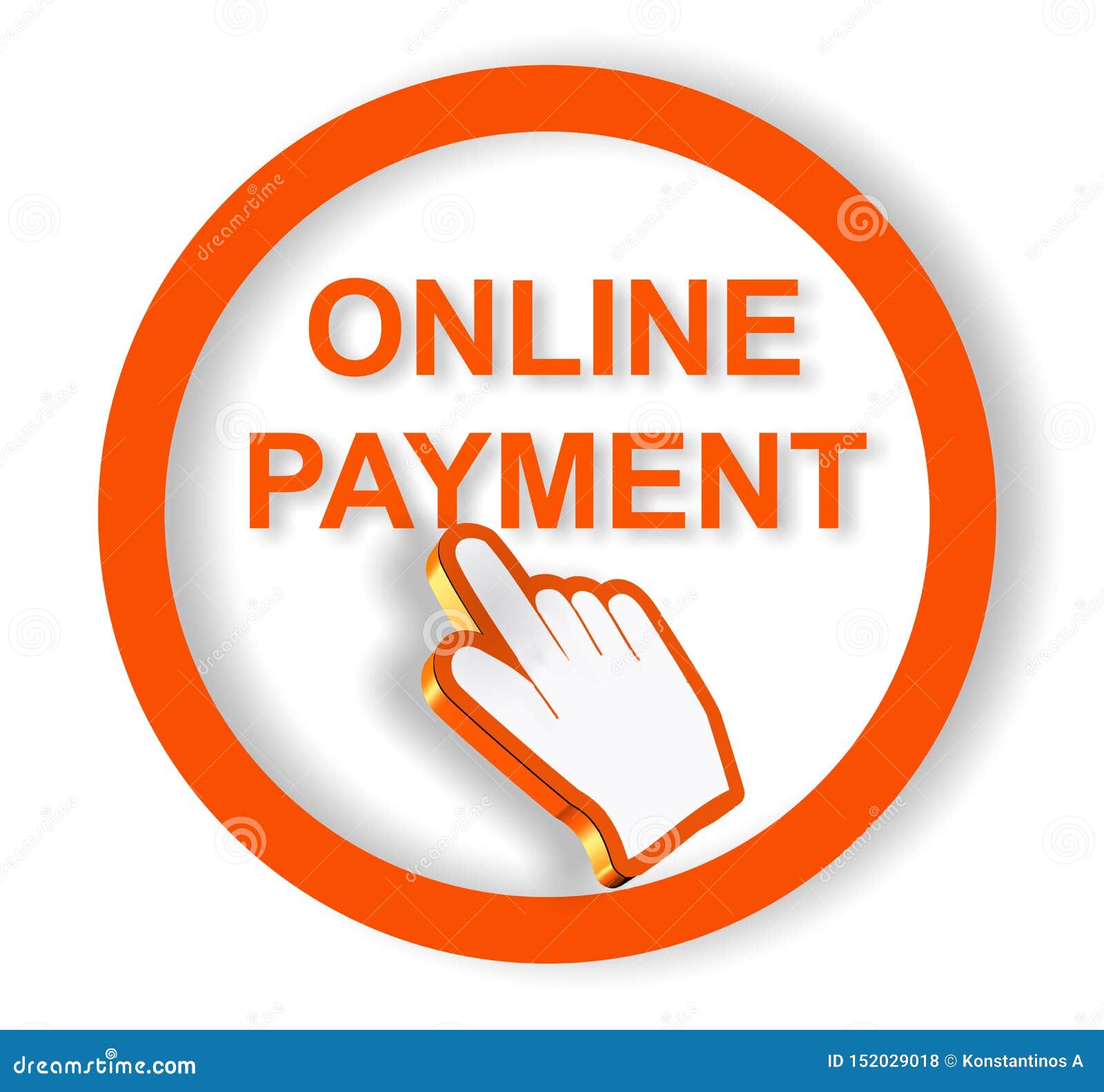 Online Payment Button and Hand Pointer Ornange Color - 3d Rendering ...