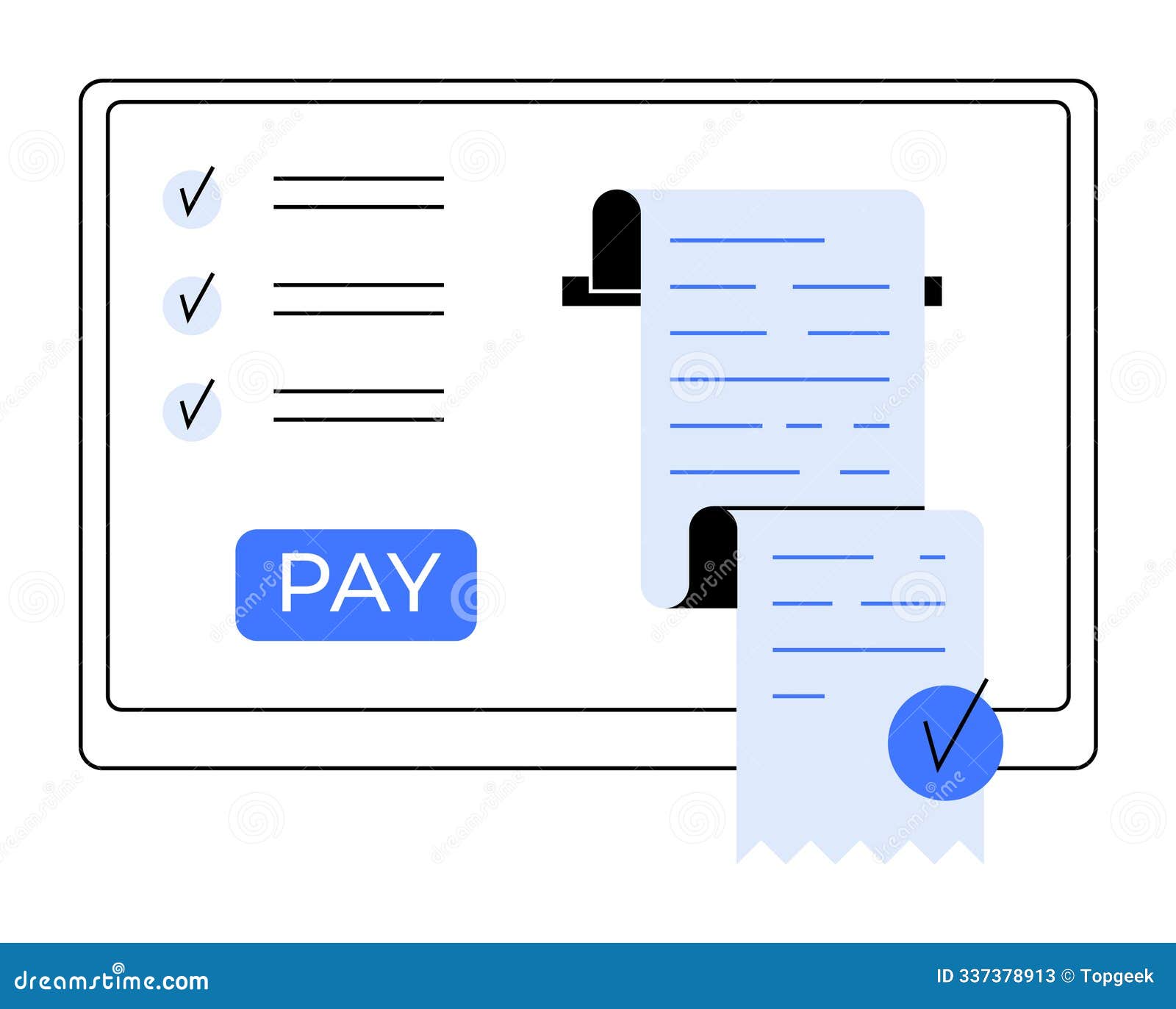 Online Payment Confirmation with Checkmarks and Receipts on Screen ...