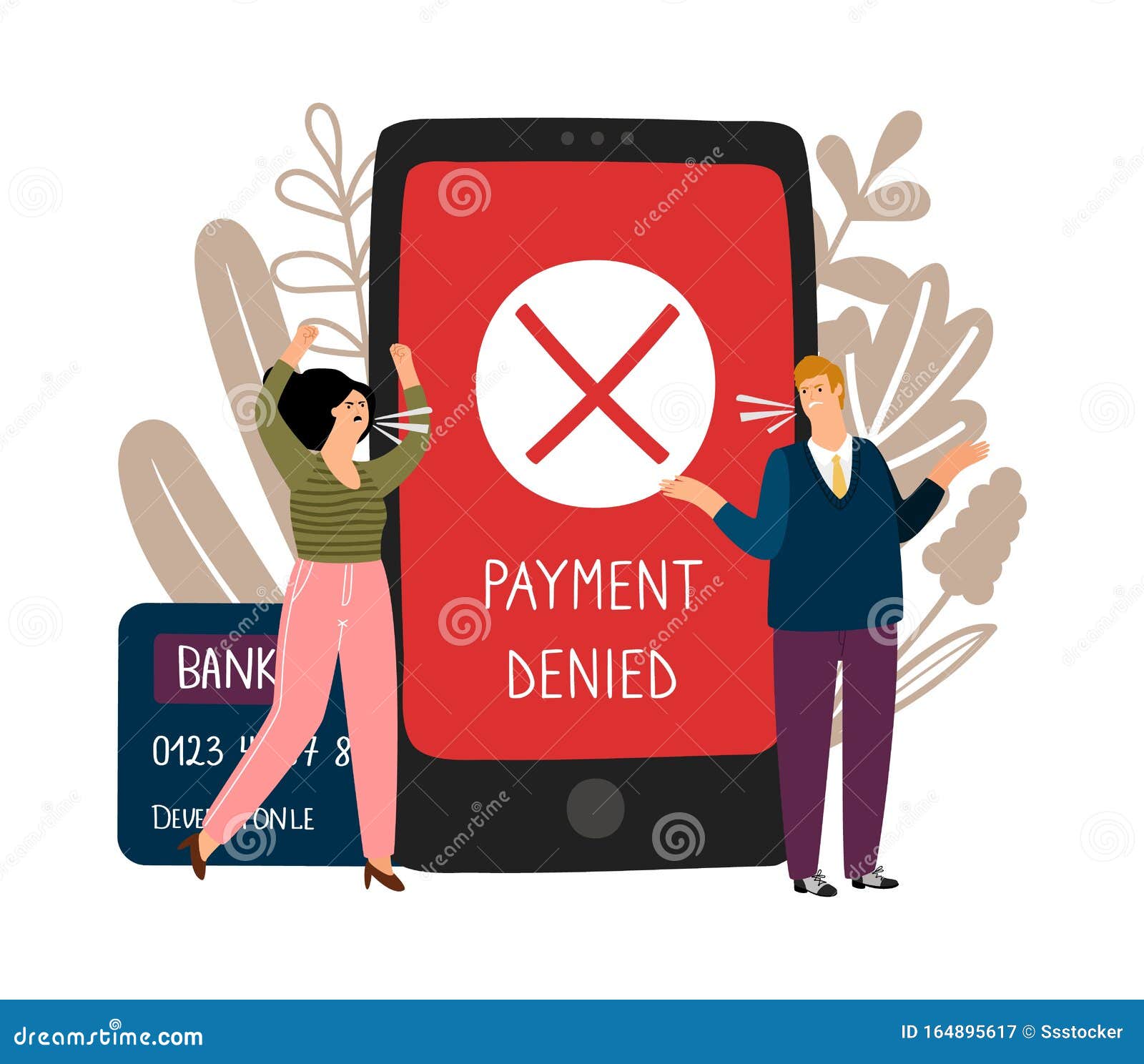 Payment Error Info Message On Smartphone. Customer Cross Marks Failure ...