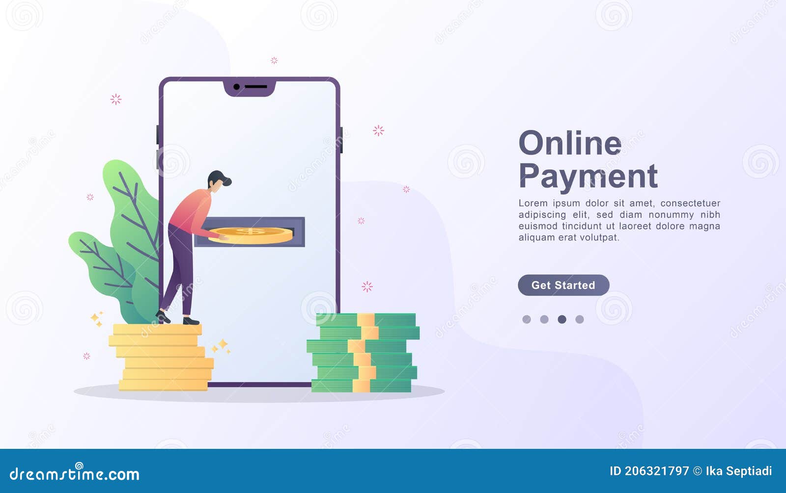 Online Payment Illustration Concept with Character. Flat Design Can Use ...