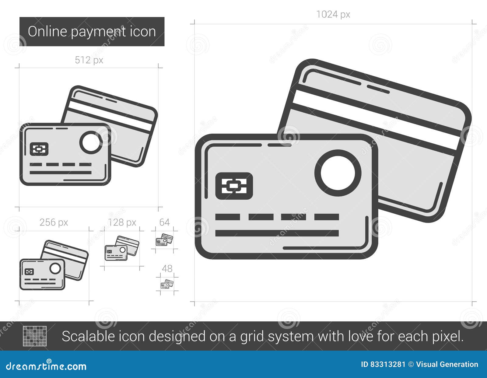 Online payment line icon. stock vector. Illustration of money - 83313281