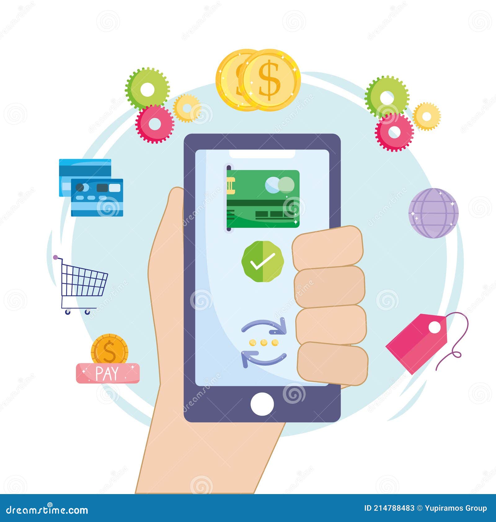 Online payment process stock vector. Illustration of money - 214788483