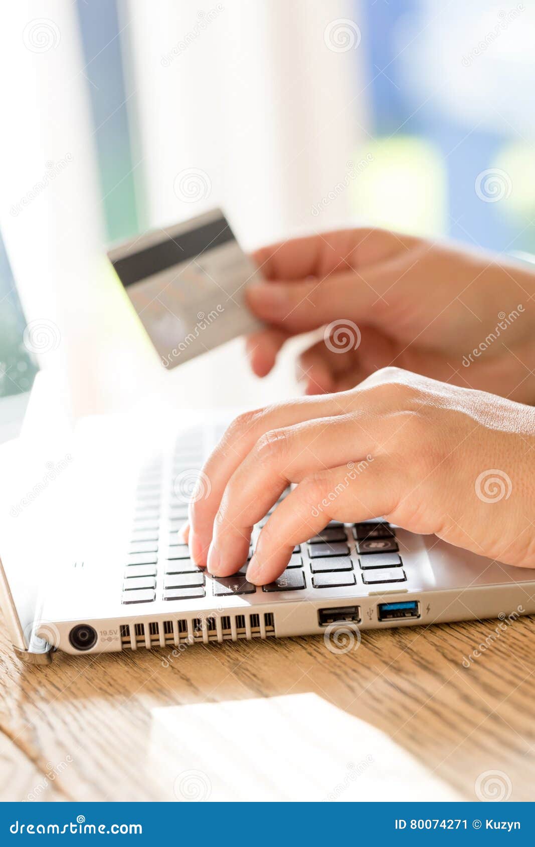Online Payment Using Laptop and Credit Card Stock Image - Image of ...
