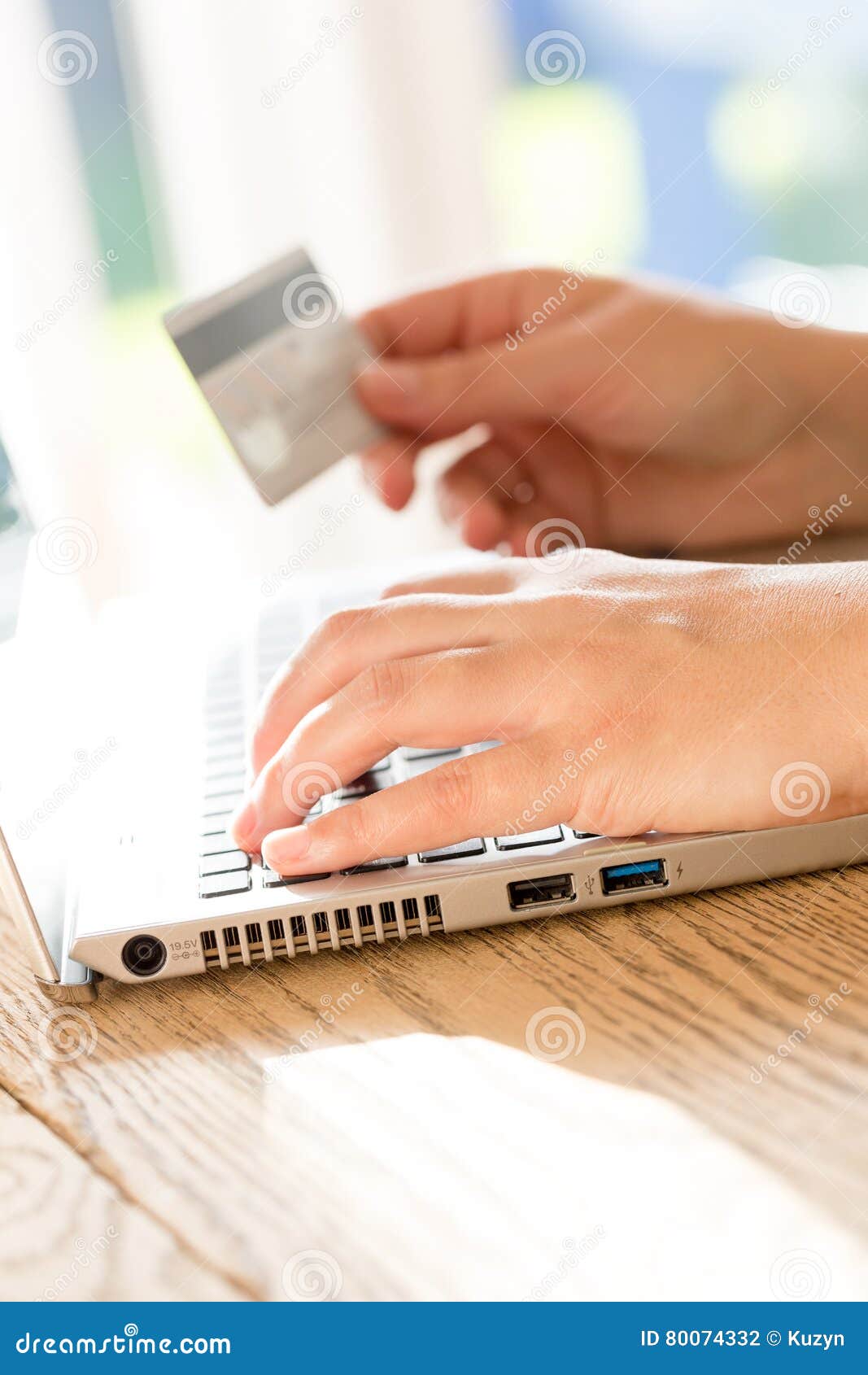 Online Payment Using Laptop and Credit Card Stock Photo - Image of ...