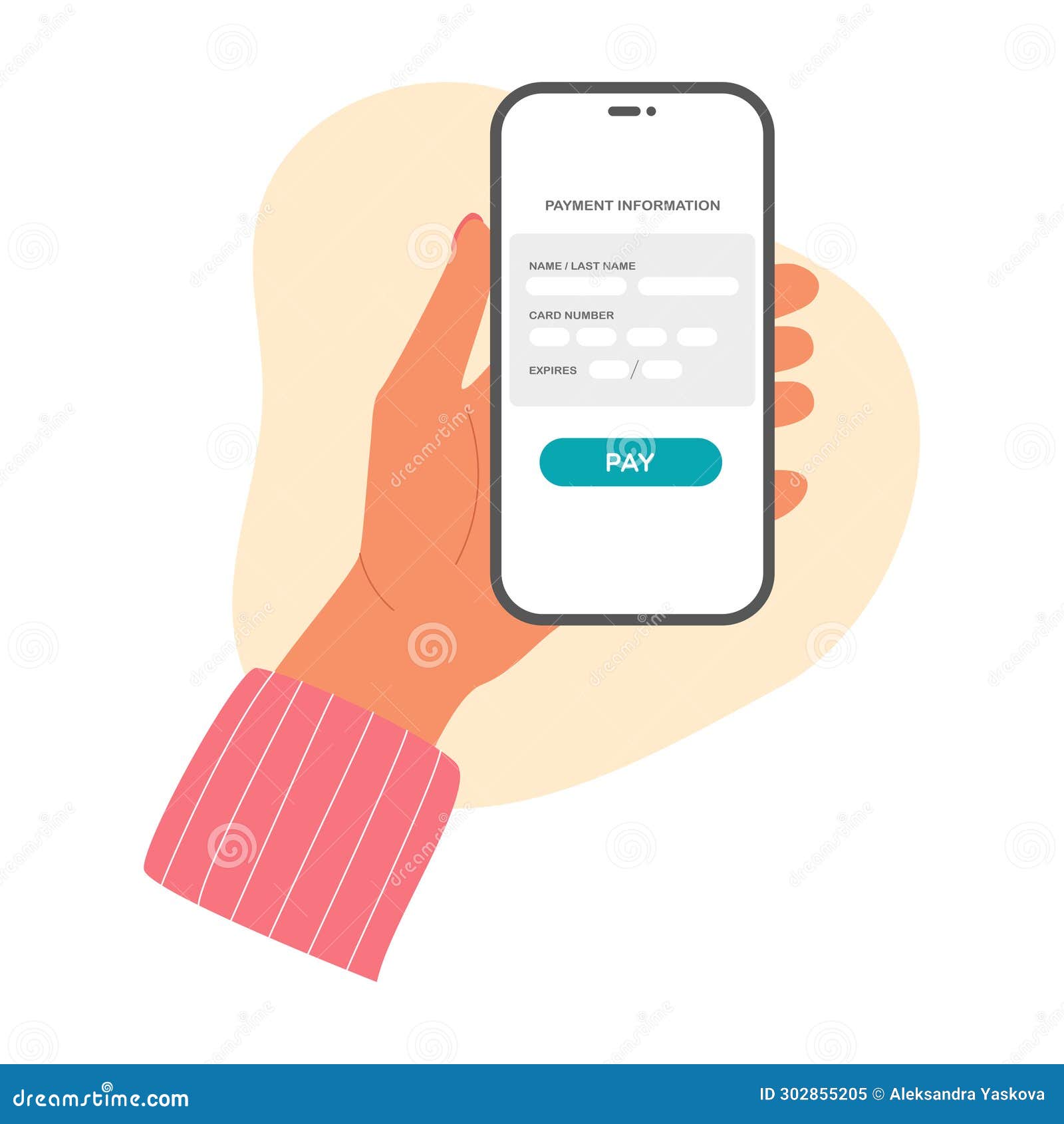Online Payment Using Phone with Card Information on Screen. Mobile ...