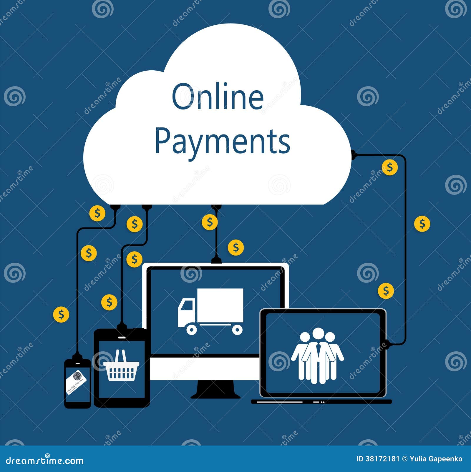 Online Payments Flat Concept Vector Illustration Stock Vector ...