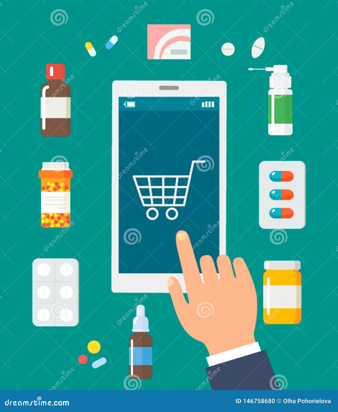 Online Pharmacy in the Flat Style Isolated. Vector Illustration Stock ...