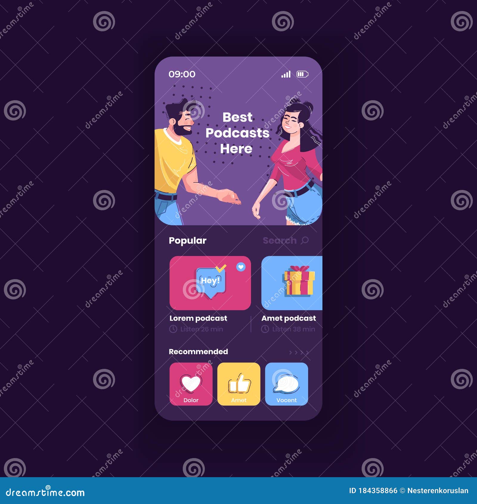 Online Podcasts App Smartphone Interface Vector Template Stock Vector ...