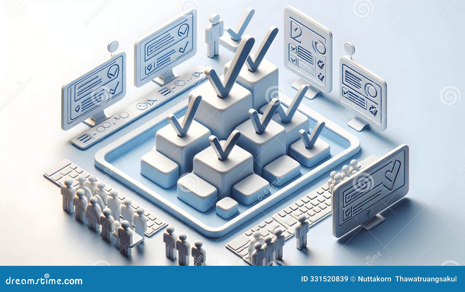 Online Poll Icon Concept As a Poll Icon with Checkmarks Symbolizing ...