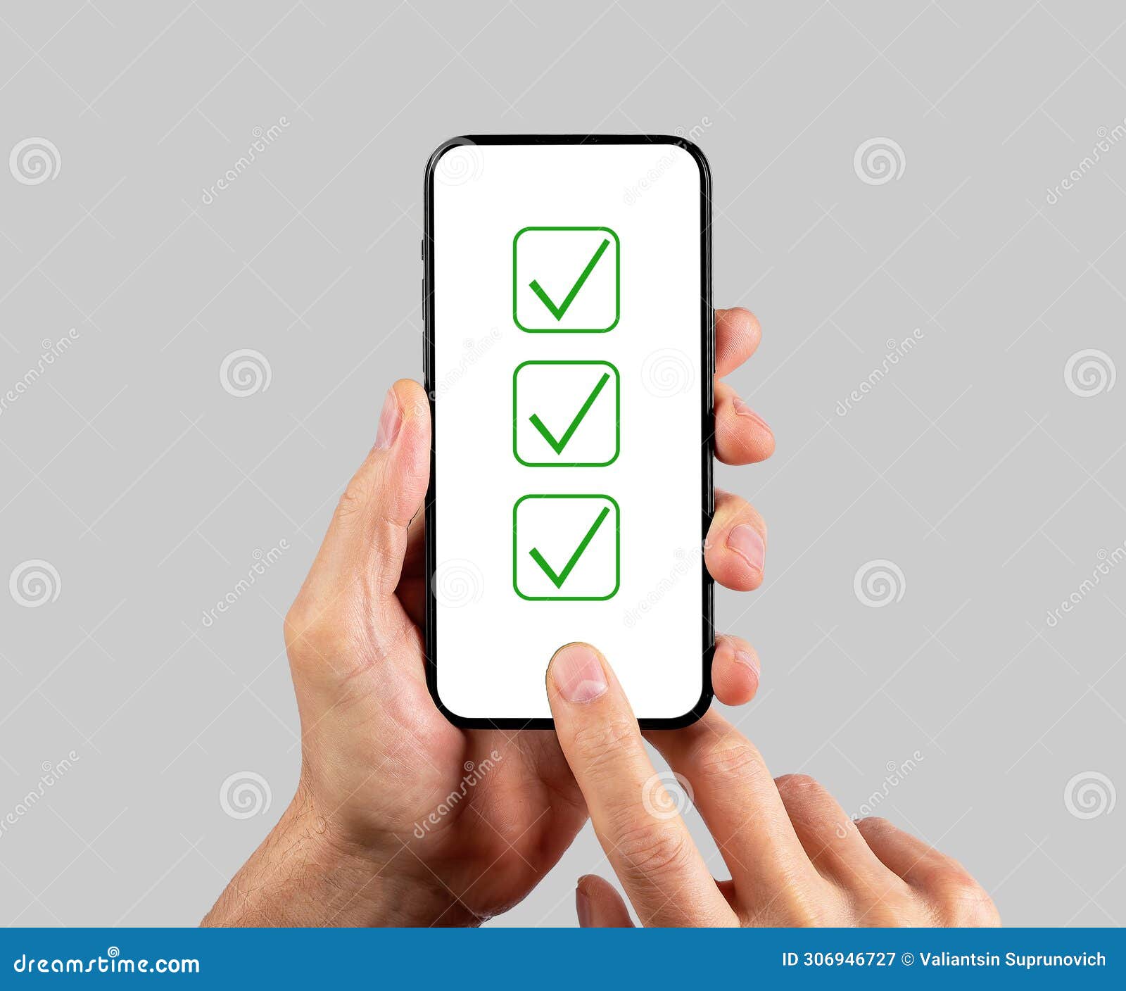 Online Poll, Survey, Test on Mobile Phone Screen. Passing Questionnaire ...