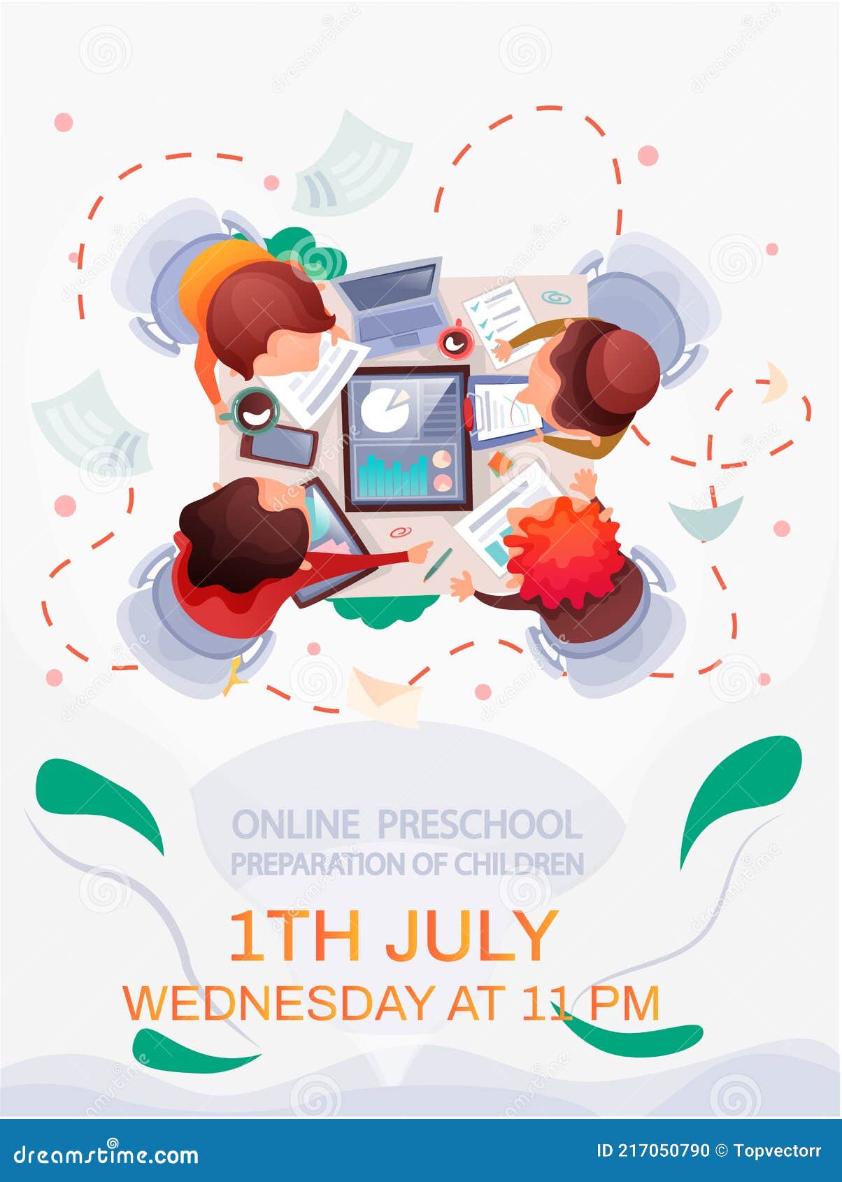 Online Preschool Preparation For Children. People Work With Statistics ...