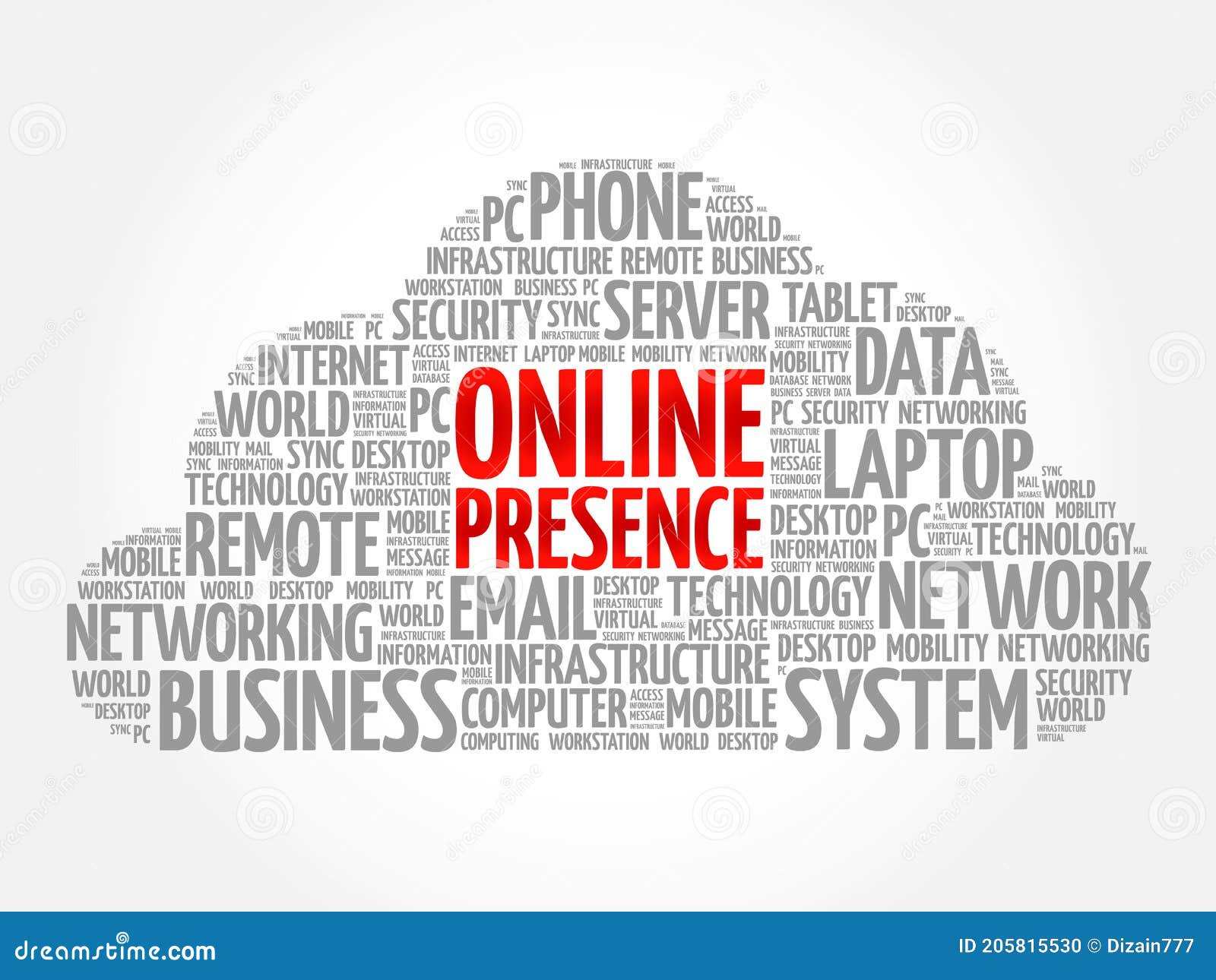Online Presence word cloud stock illustration. Illustration of home ...