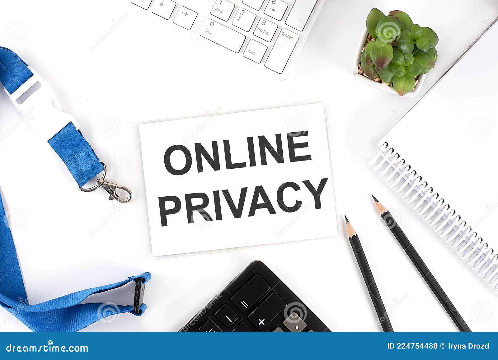 ONLINE PRIVACY Words on the Card with Keyboard and Office Tools Stock ...