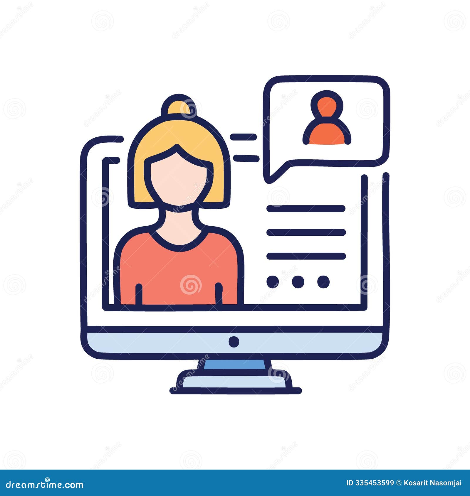 Online Profile. Female User Profile on a Computer Screen with a ...