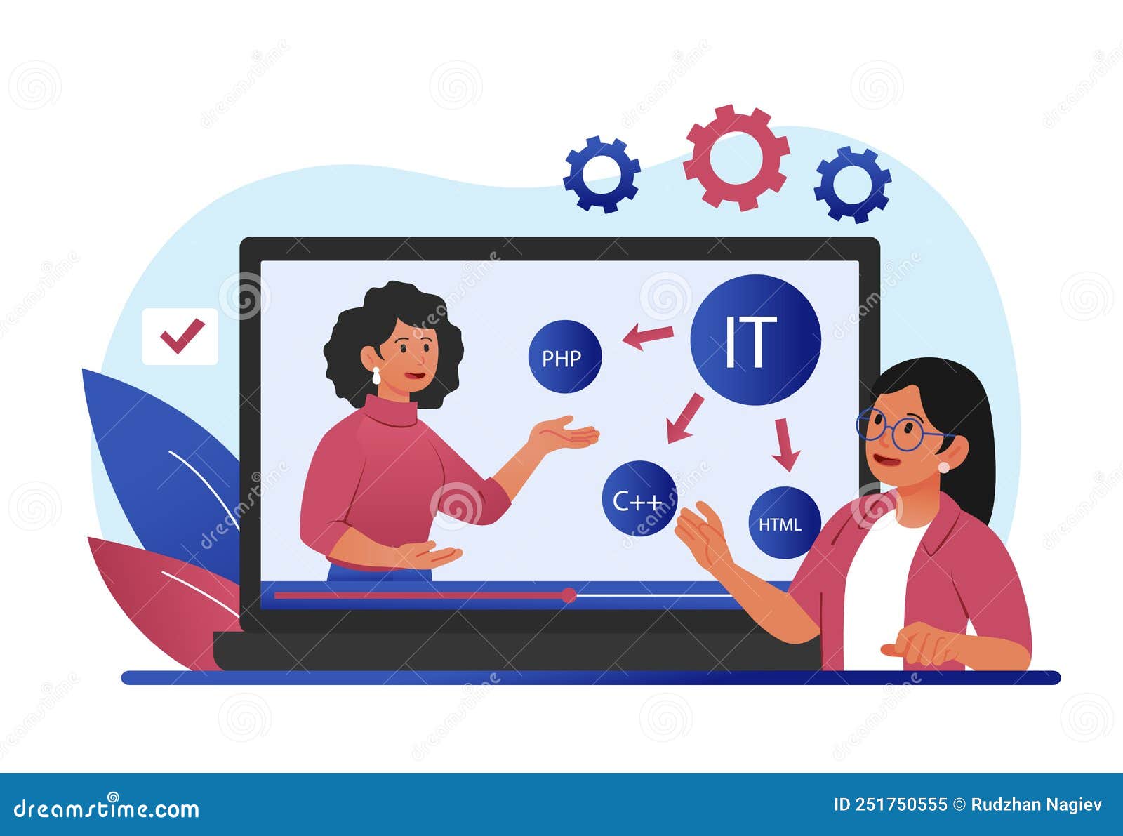 Online programming lessons stock vector. Illustration of character ...