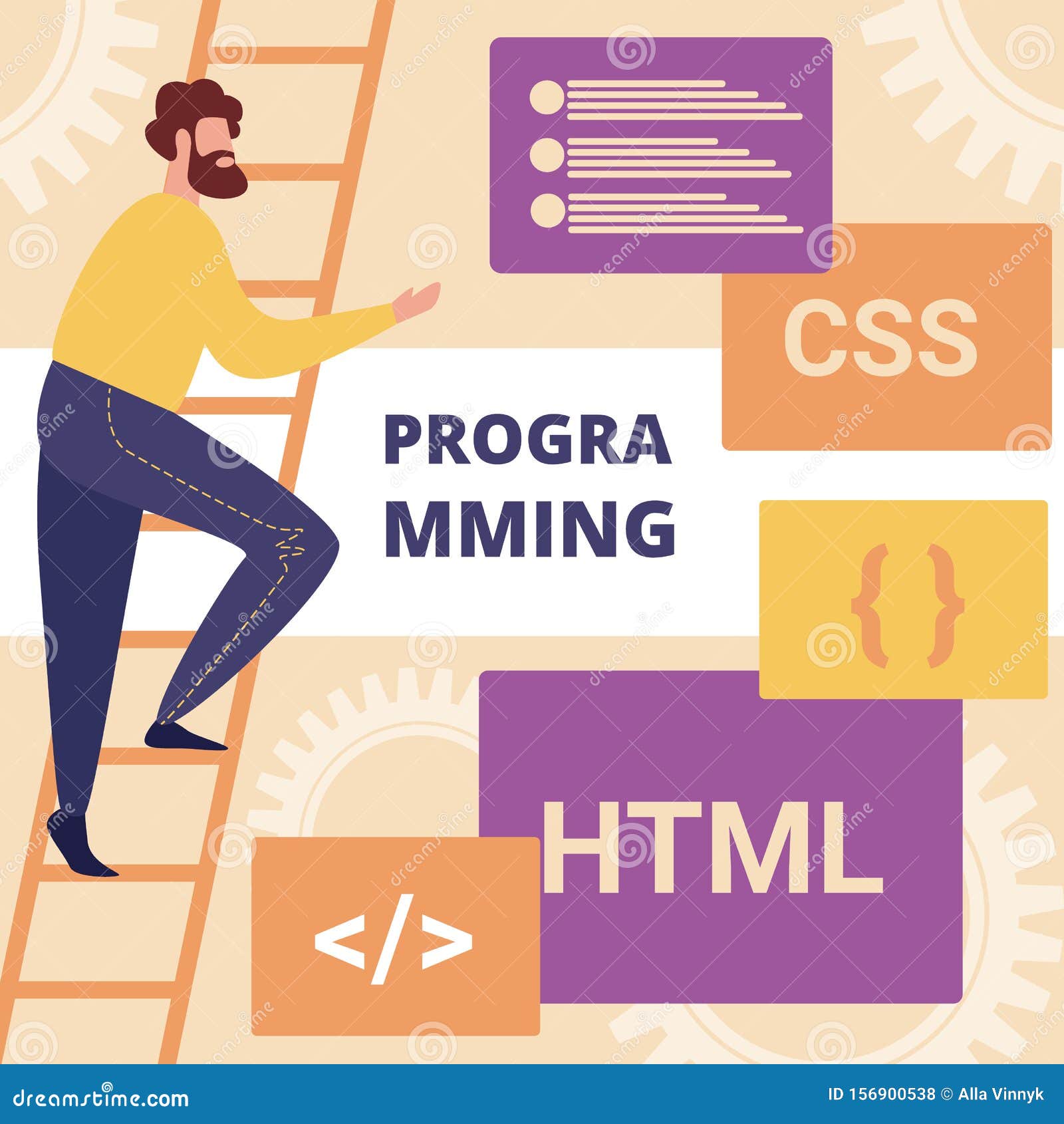 Online Project Css Html Coding And Programming Stock Vector Illustration Of Person Brochure