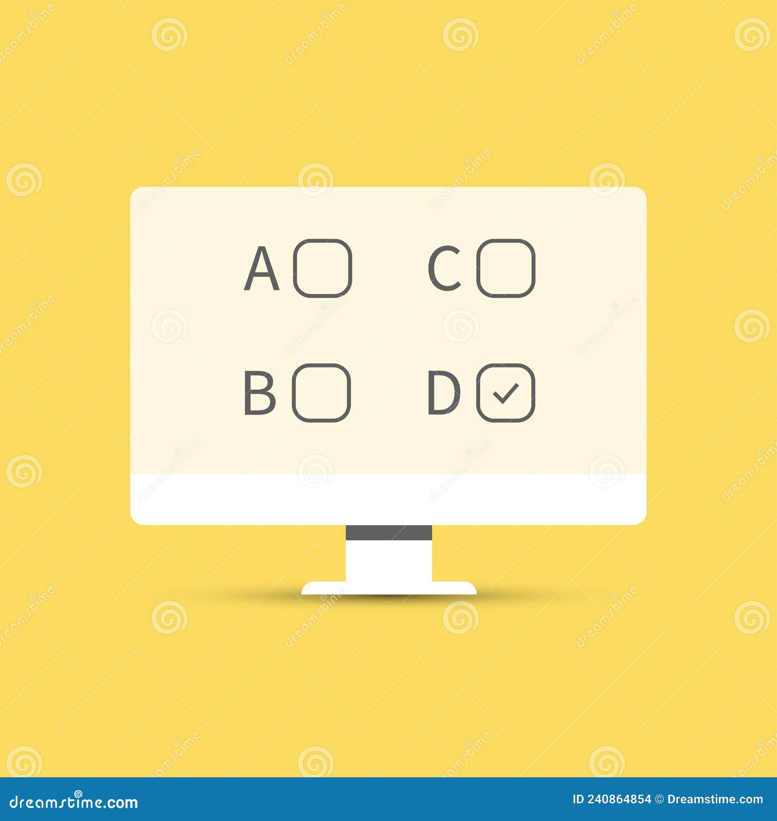 Online Quiz. Desktop PC with Online Quiz Form Checklist on Screen Stock ...