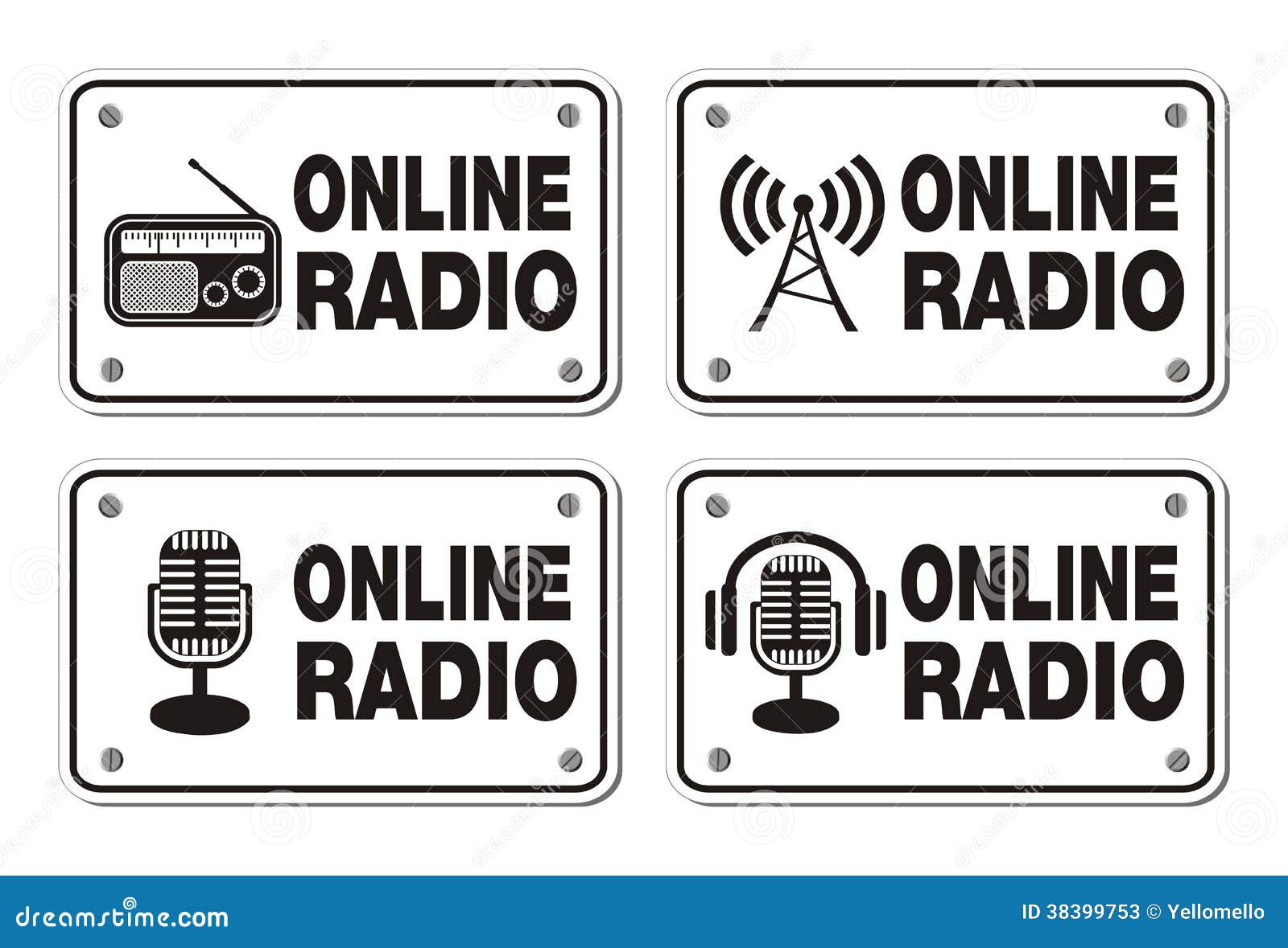 Online Radio - Rectangle Yellow Signs Stock Image | CartoonDealer.com ...