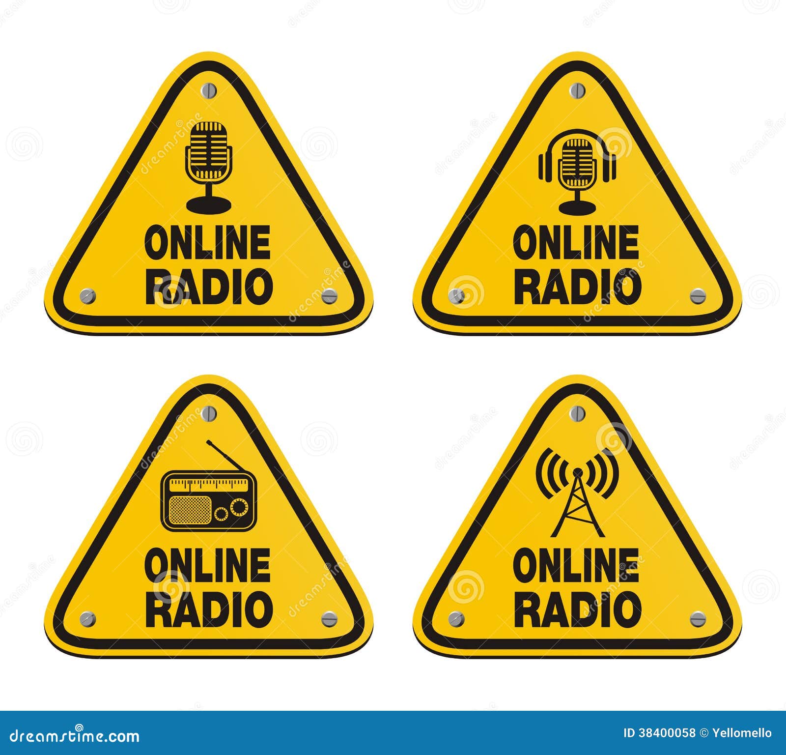 Online Radio Triangle Signs Stock Illustration - Illustration of radio ...