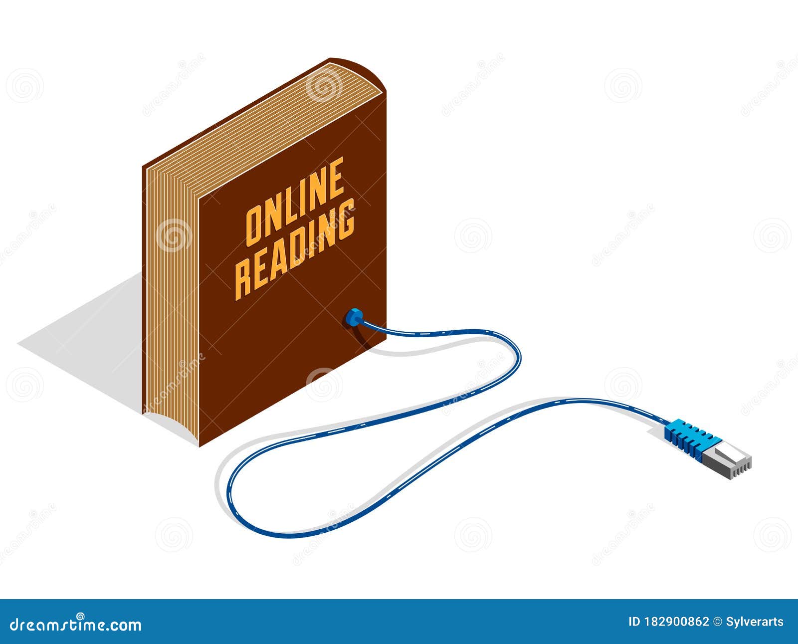 Online Reading Concept Book with Plug Vector Concept Illustration in 3d ...