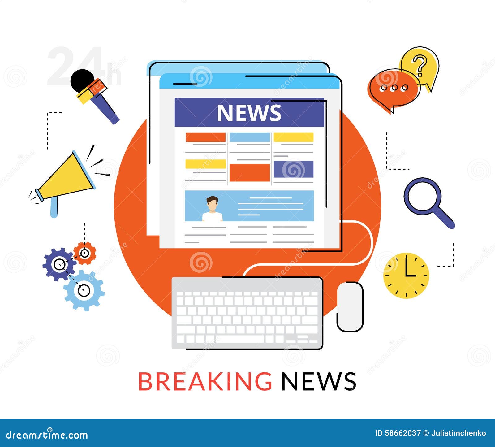 Online reading news stock vector. Illustration of device - 58662037