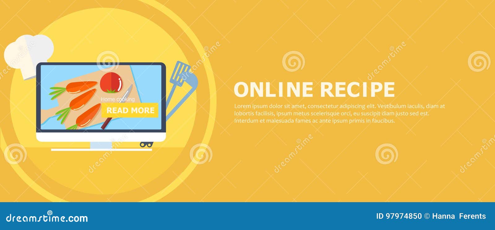 Recipe Banner Menu Design With Cute Doodle Icons, Food Set Flyer Cover ...