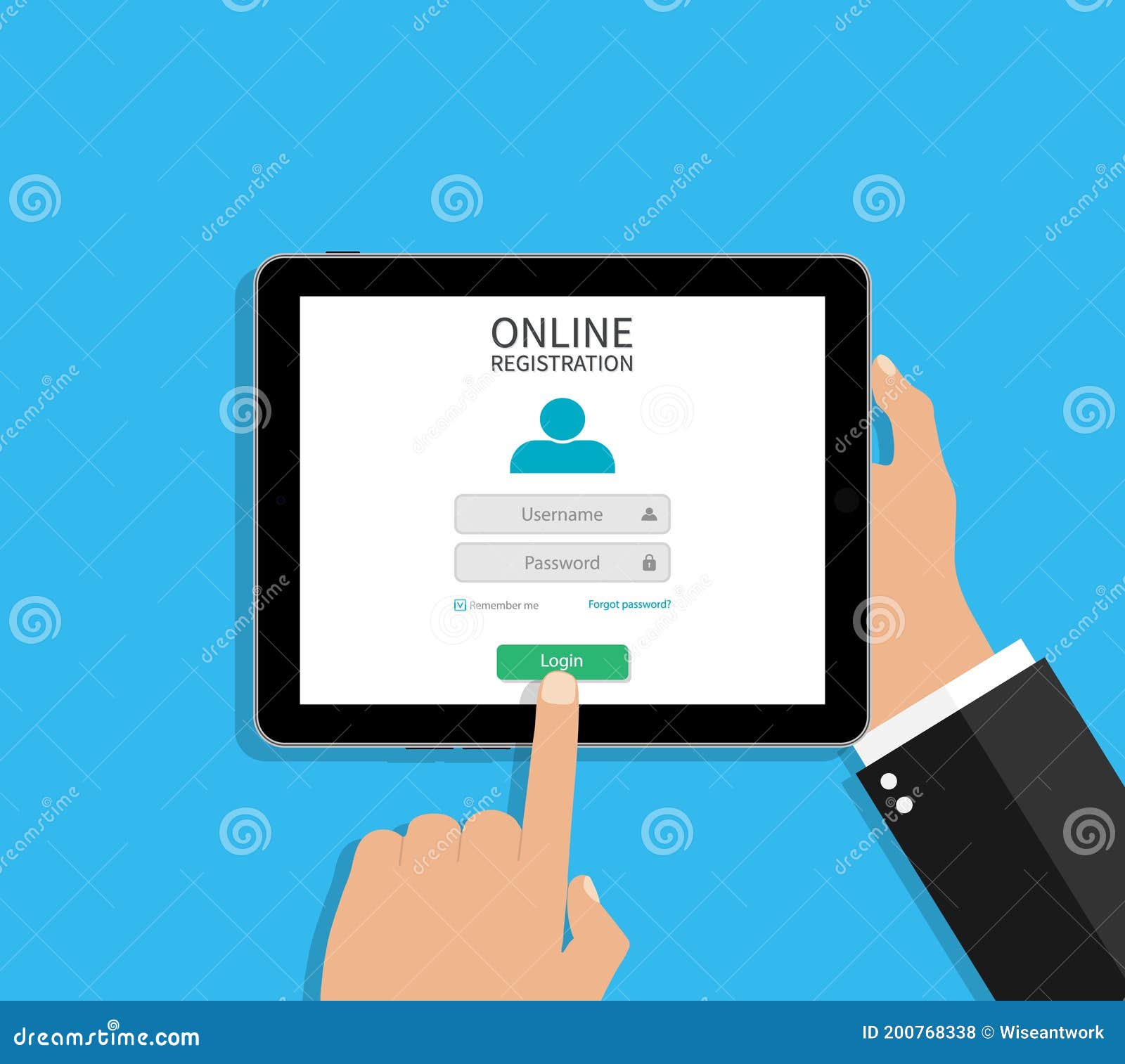 Online Registration And Sign Up Concept. Young Man Signing Up Or Login ...