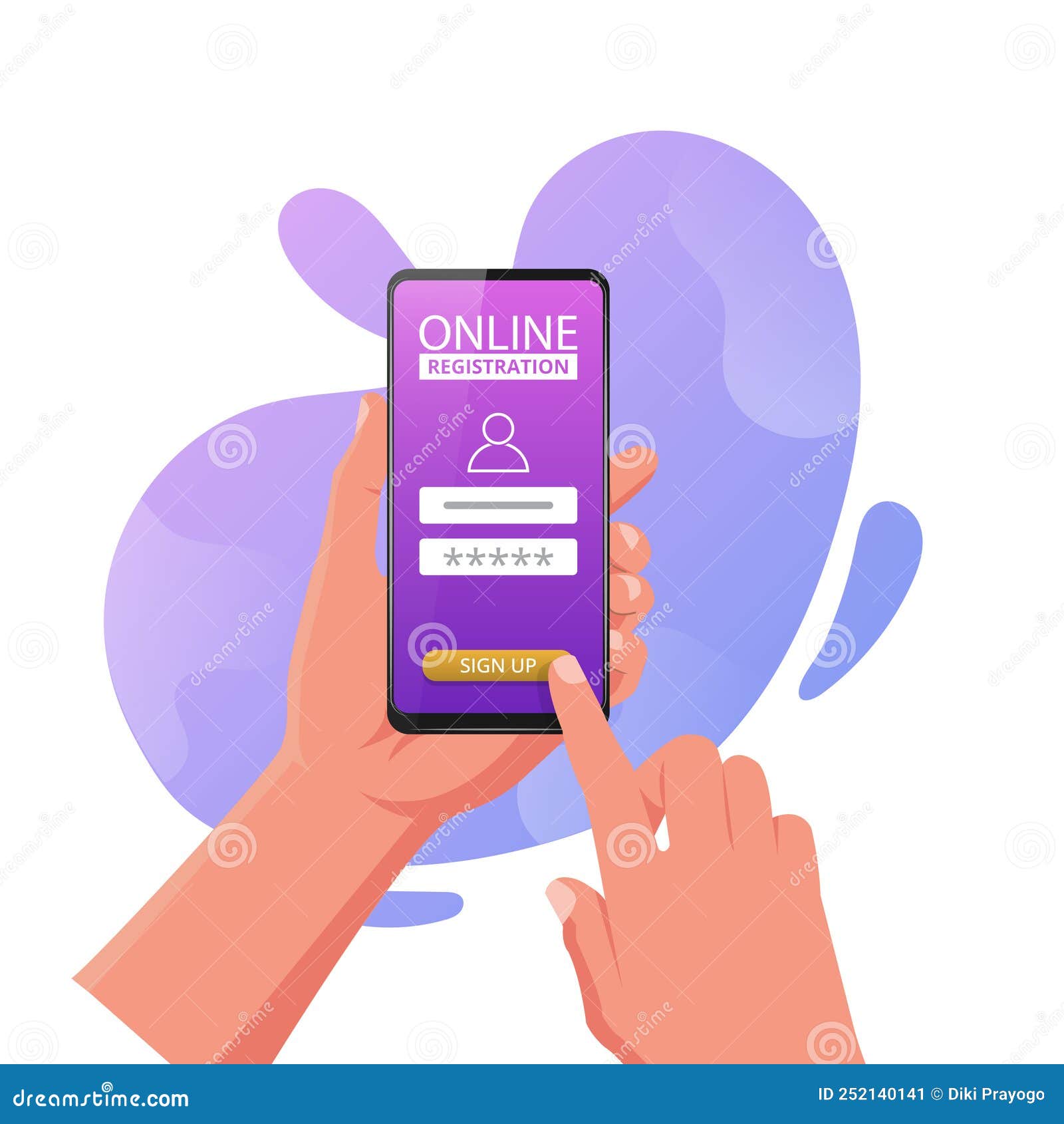Online Registration Concept with Hand Hold Smartphone. Sign Up on ...