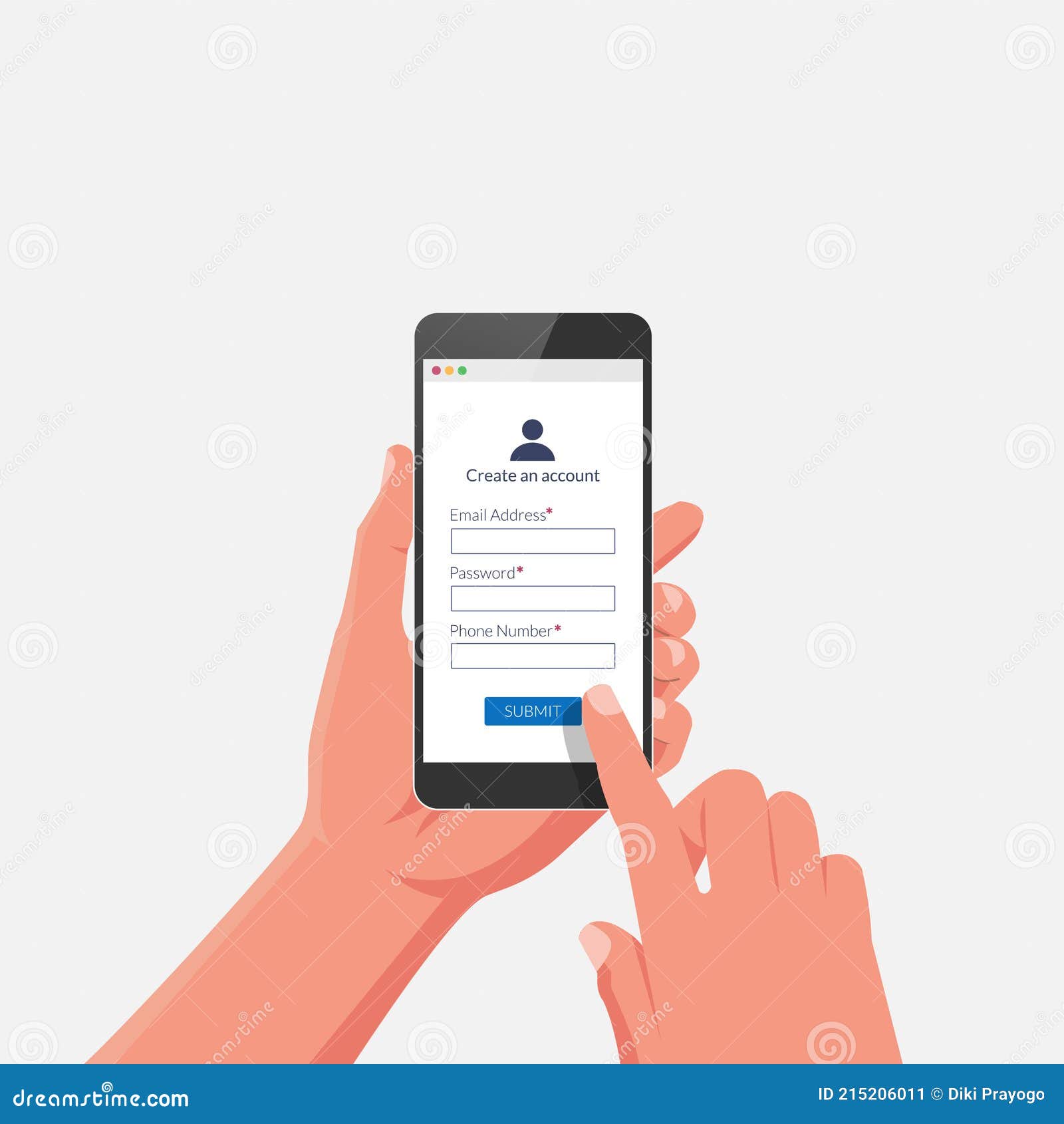Online Registration Form Concept on Smartphone Screen. Login Page ...