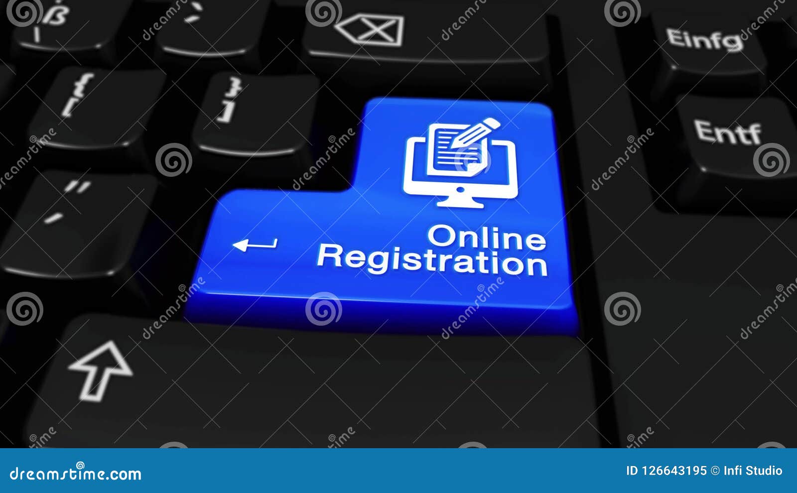 69. Online Registration Round Motion on Computer Keyboard Button. Stock ...