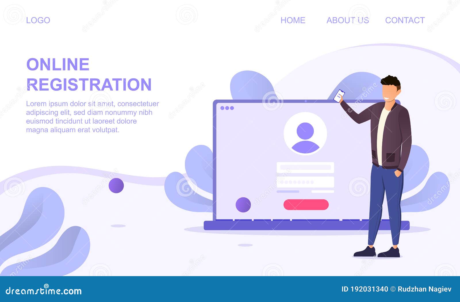 Online Registration Using a Laptop Computer Stock Vector - Illustration ...