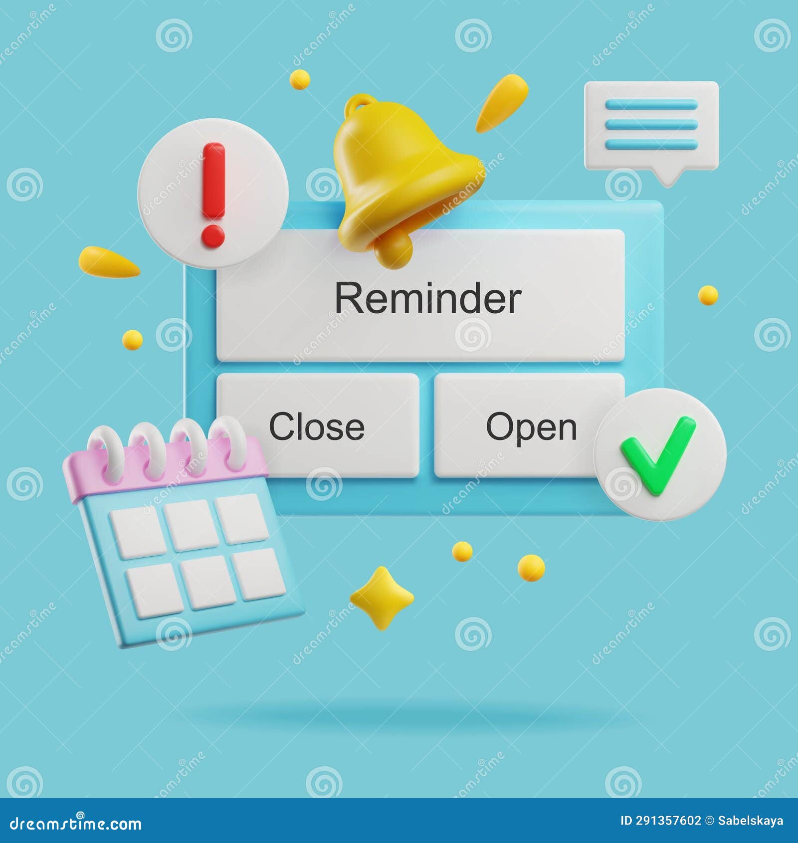 Online Reminder, Notification 3D Style, Vector Illustration Stock ...
