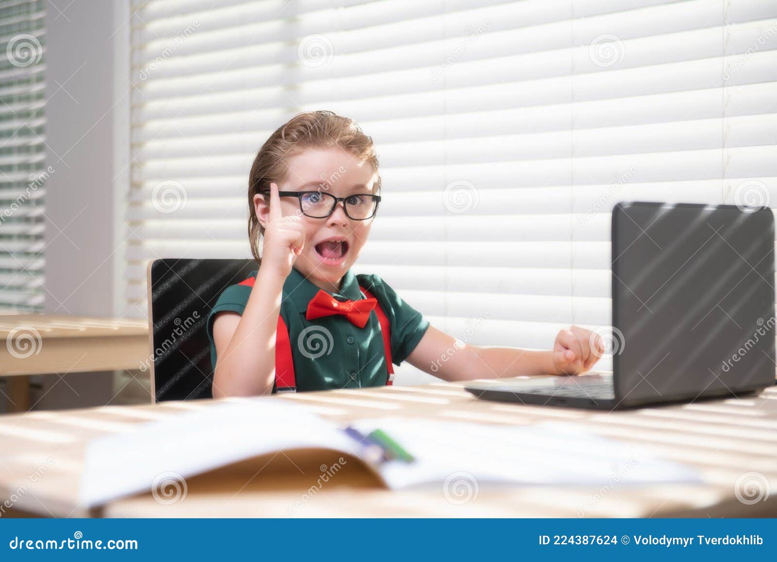 Online Remote Learning. School Kids with Computer Having Video ...